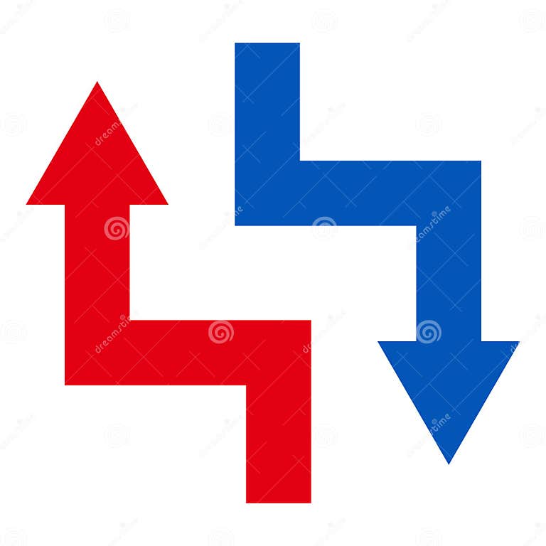 Red and Blue Arrow Icon Set. Vector. Stock Illustration - Illustration ...
