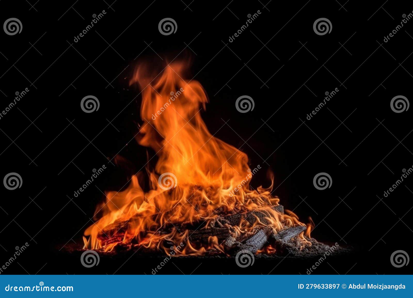 Ideal Fire Captured in Isolation on a Black Background Stock ...