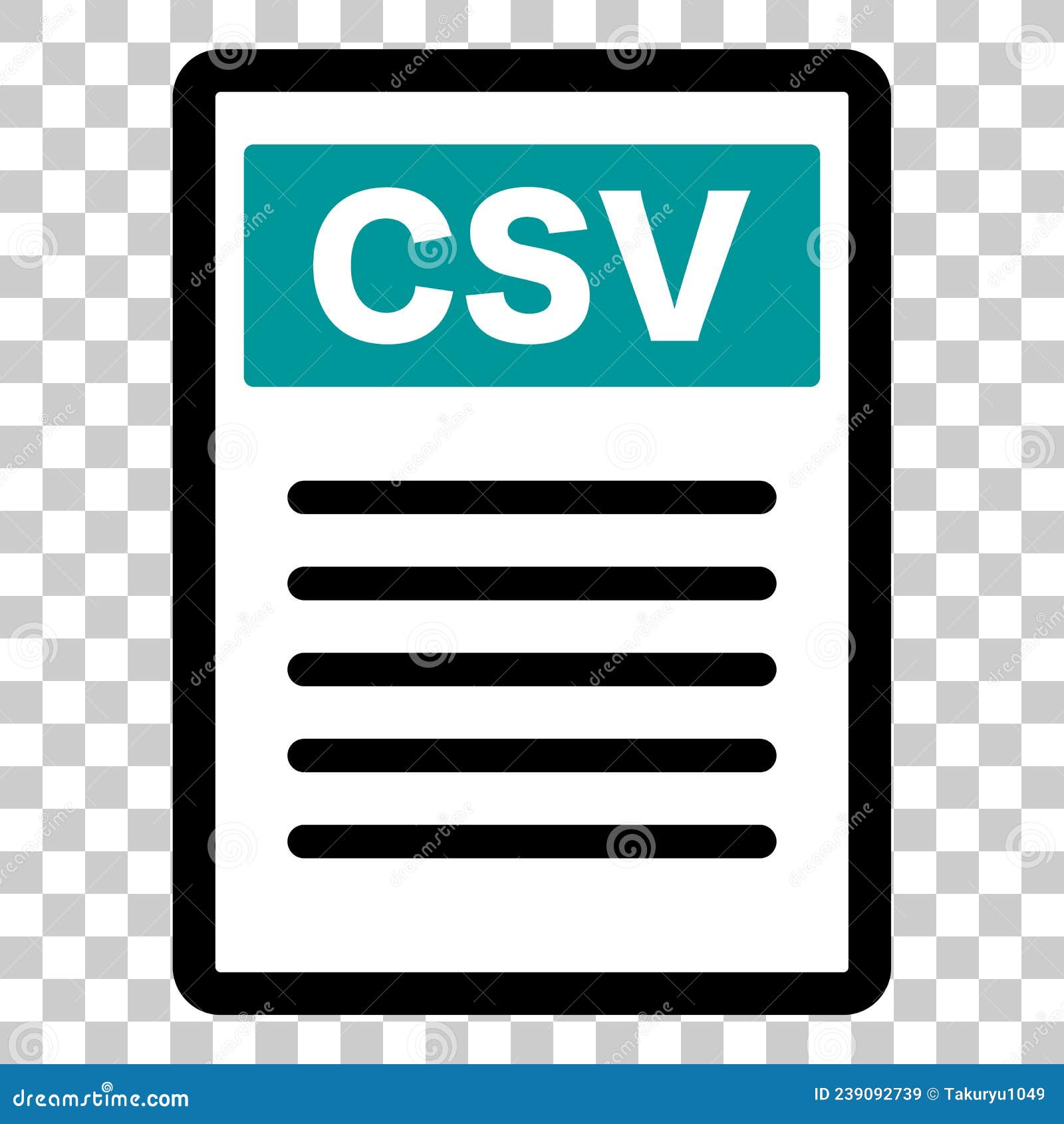 CSV File Icon with Transparent Background. Vector. Stock Vector ...