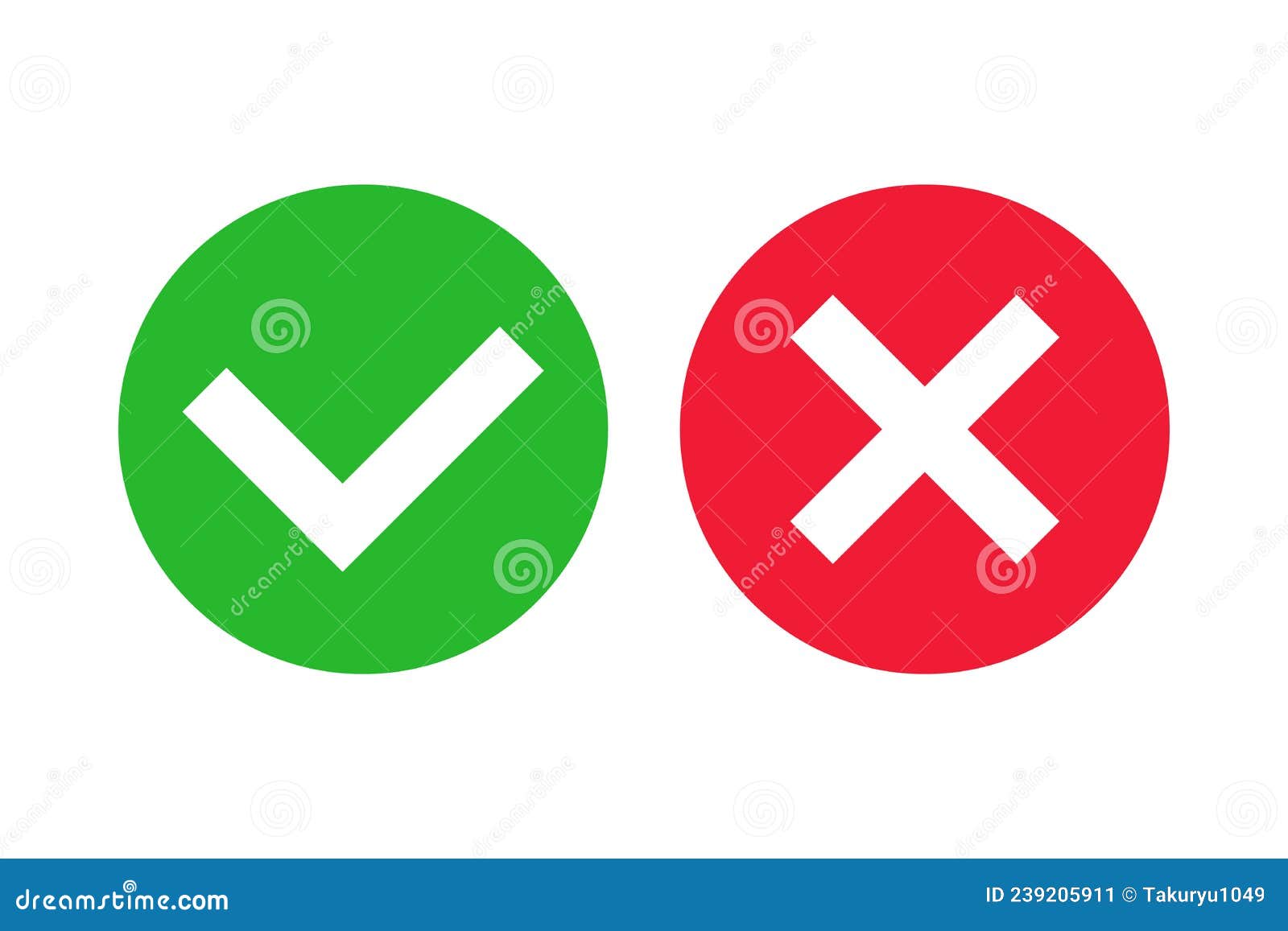 Check Mark and Cross Mark Icon Set. Vectors. Stock Vector ...