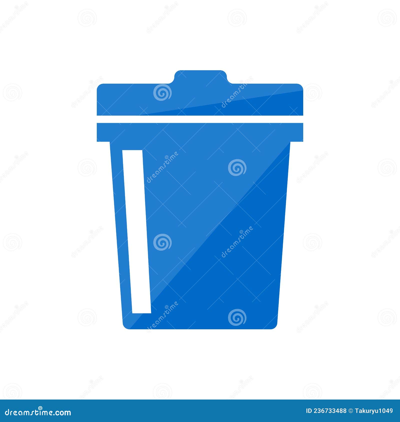 Blue Trash Can Icon with a Sense of Gloss. Flat Design Vector. Stock ...
