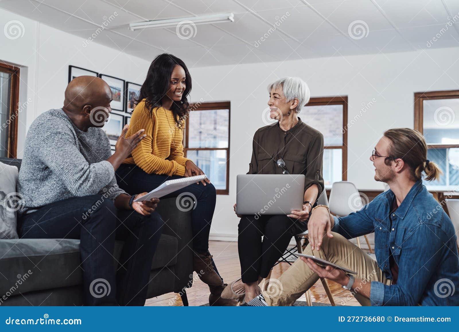 Ideas Change the Future. a Group of Businesspeople Having a Meeting and ...