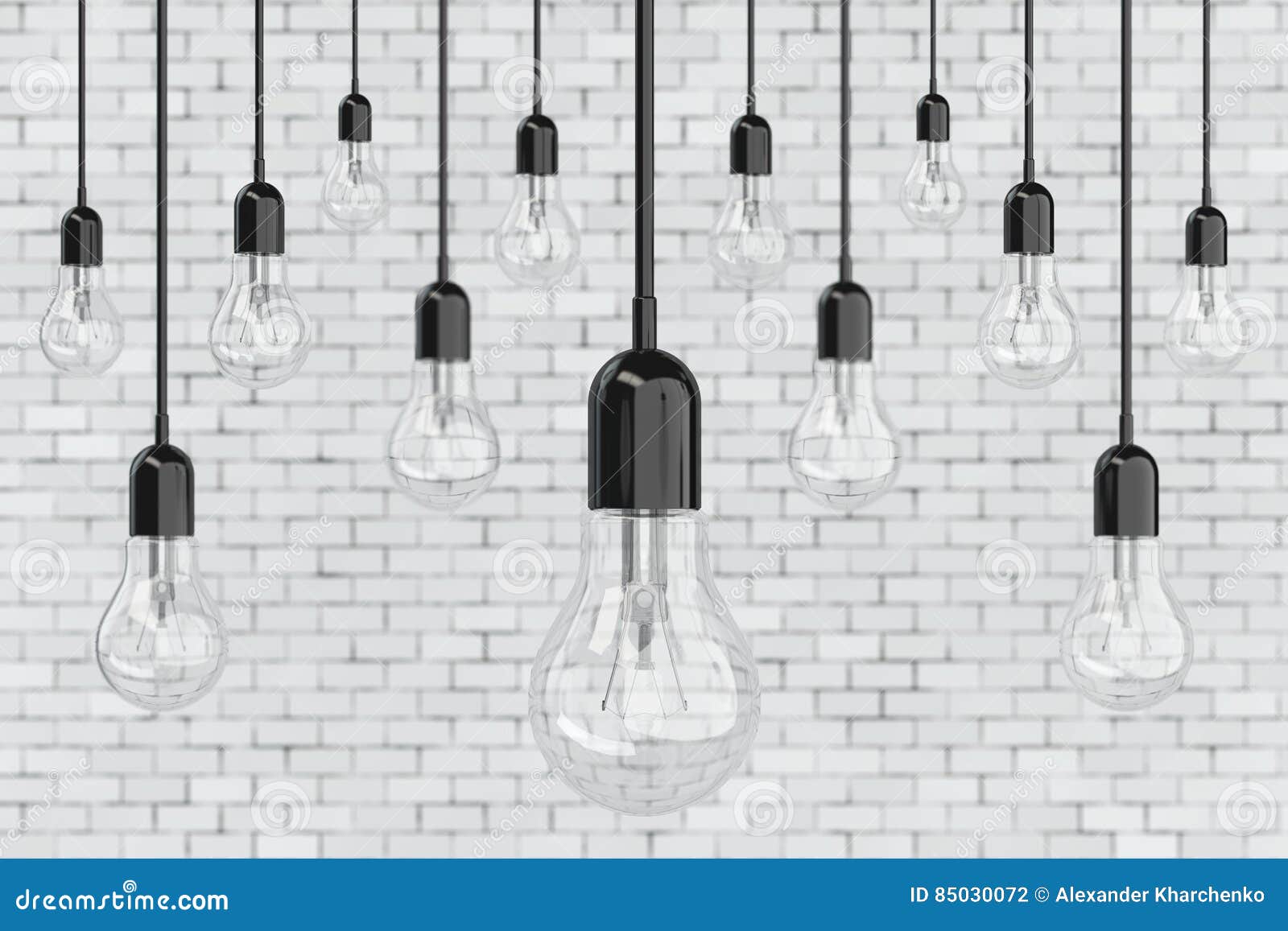 Ideas Concept. Many Light Bulbs. 3d Rendering Stock Illustration ...