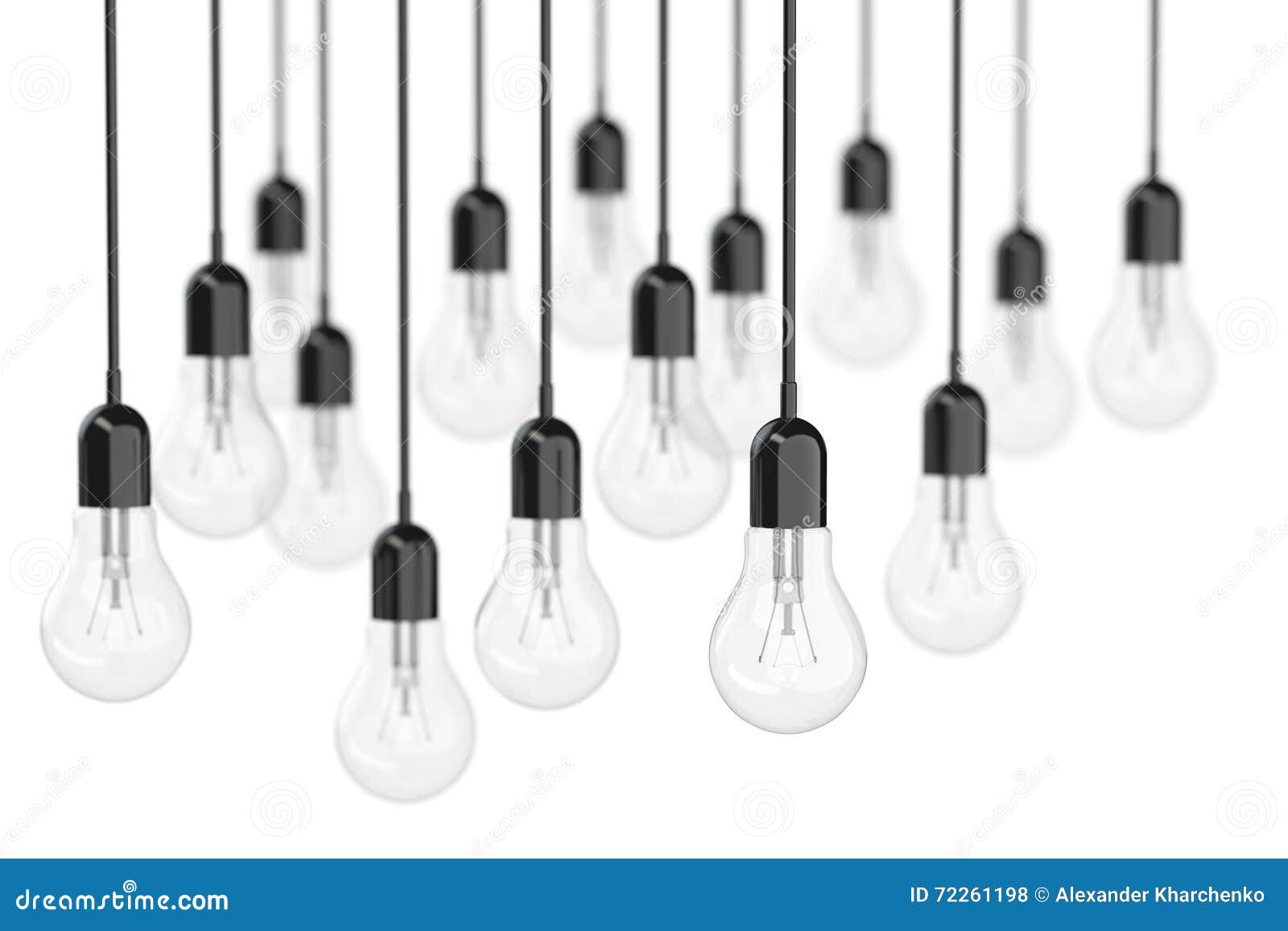 Ideas Concept. Many Light Bulbs. 3d Rendering Stock Illustration ...