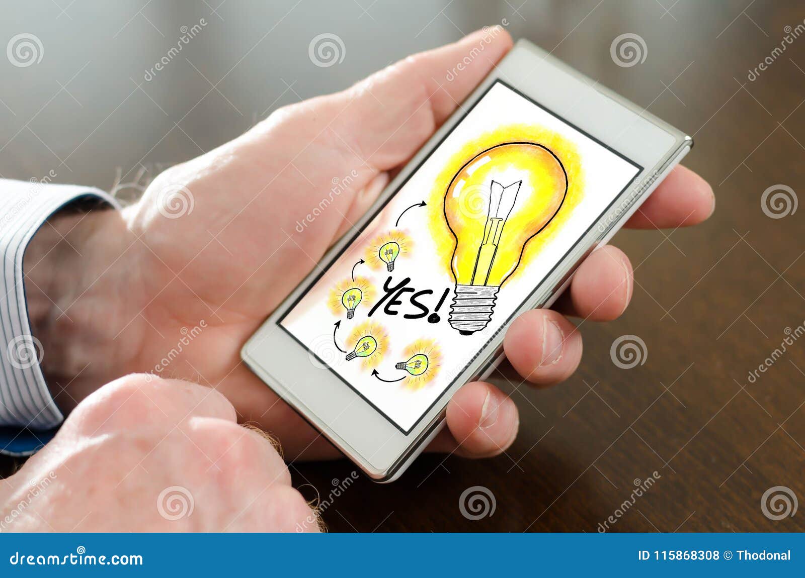 Ideas Concept on a Smartphone Stock Photo - Image of invention, yellow ...