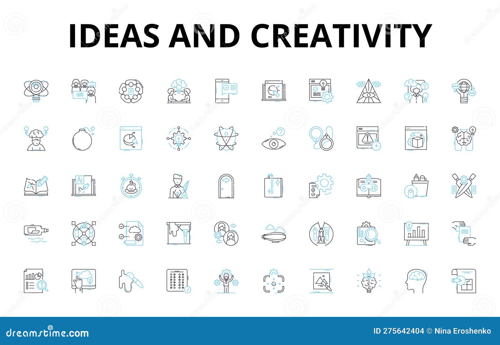 Ideas and Creativity Linear Icons Set. Ingenuity, Innovation ...