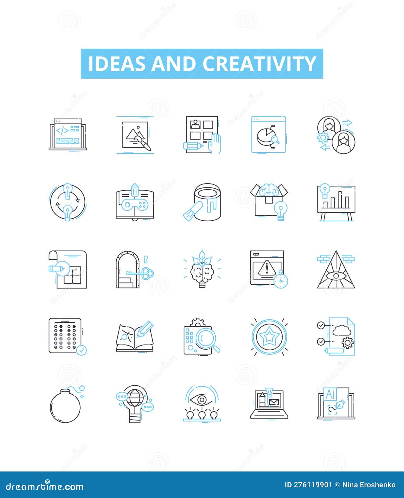 Ideas and Creativity Vector Line Icons Set. Ideas, Creativity ...