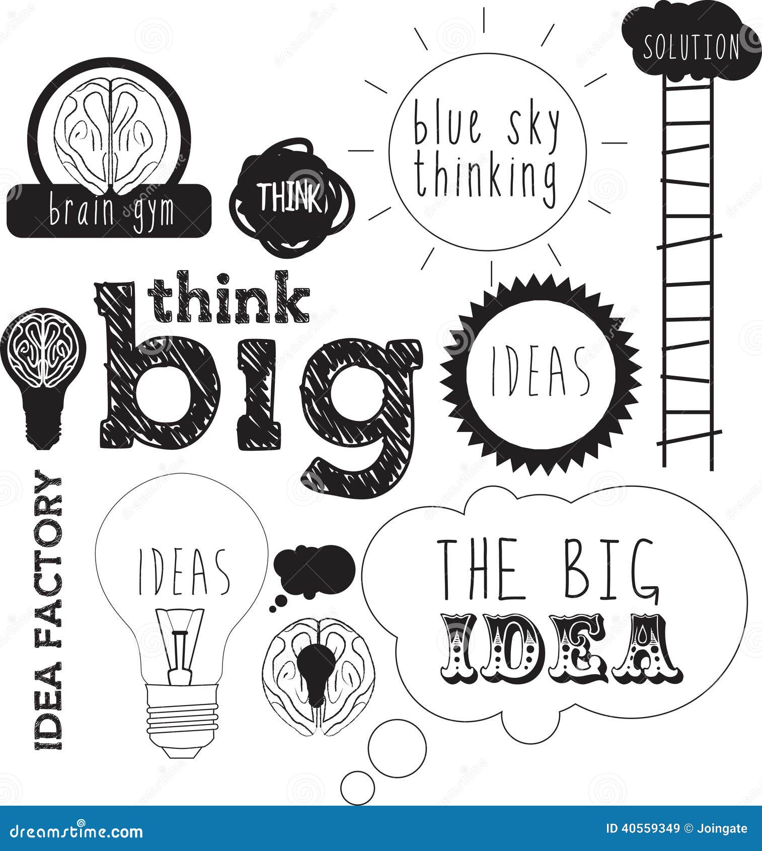 Ideas Handdrawn or Lettering for Idea and Innovati Stock Vector ...