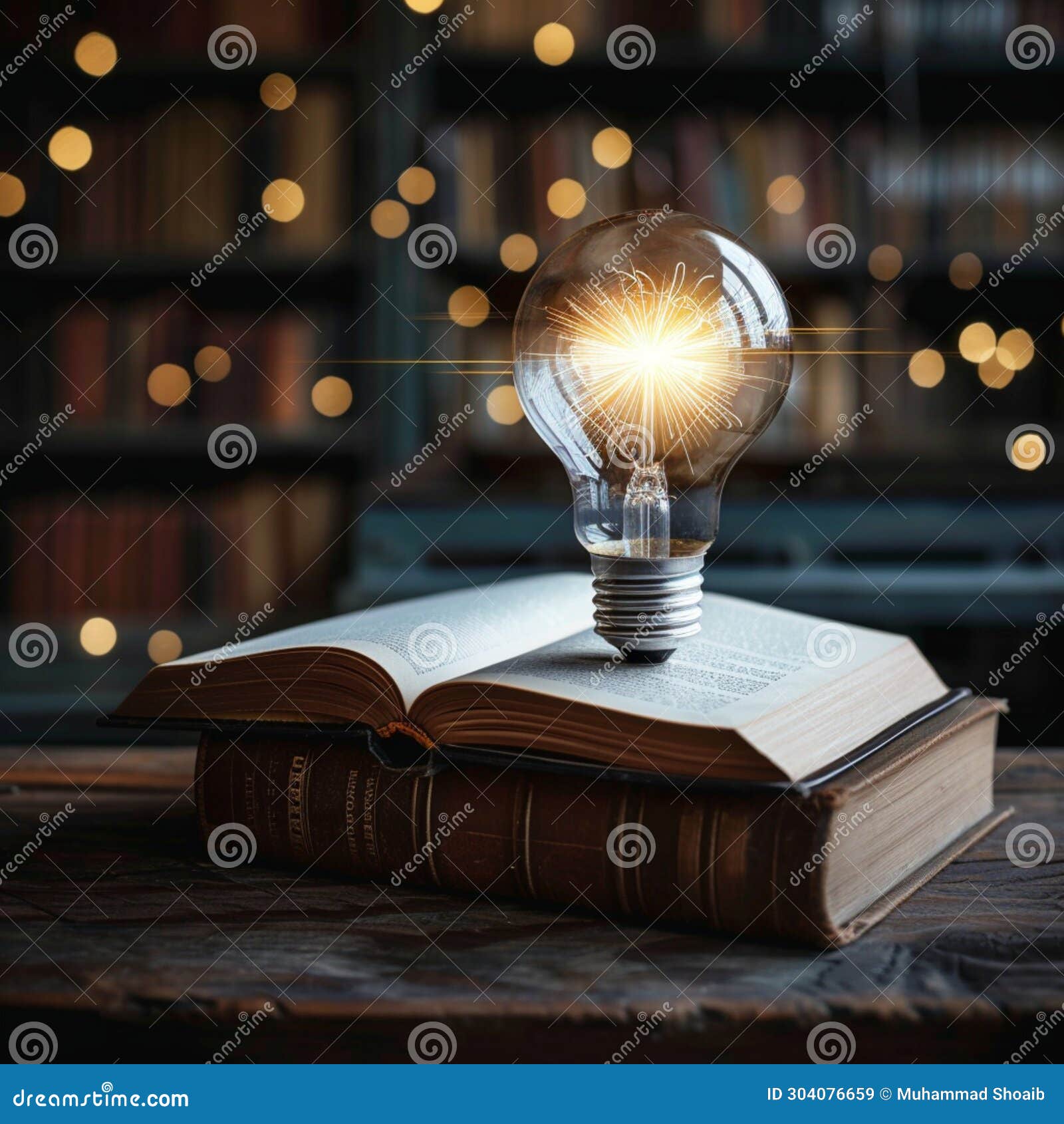 Ideas Illuminated Light Bulbs and Books Convey the Power of Knowledge ...