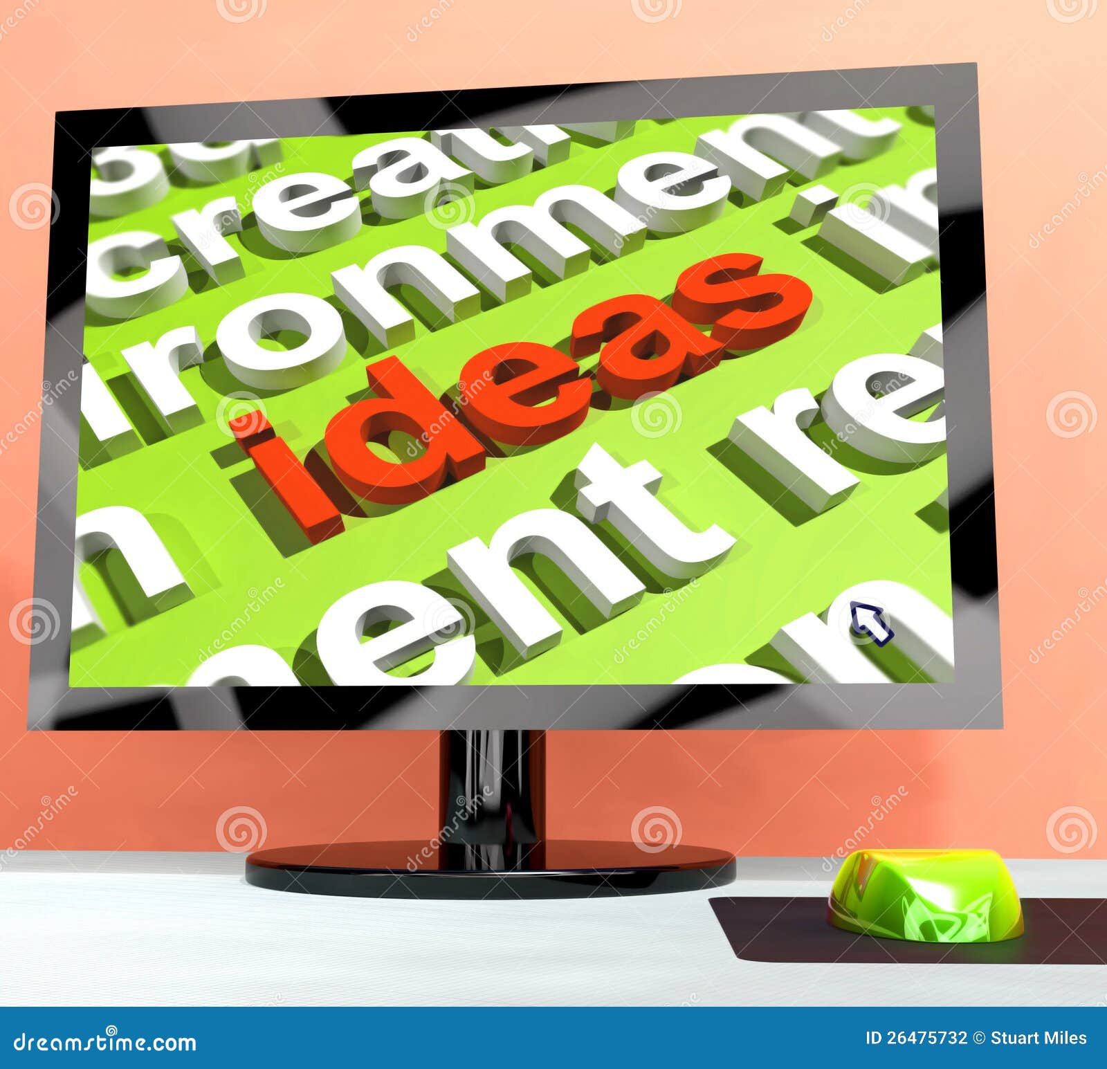 Ideas Key on Computer Screen Showing Creativity Stock Illustration ...