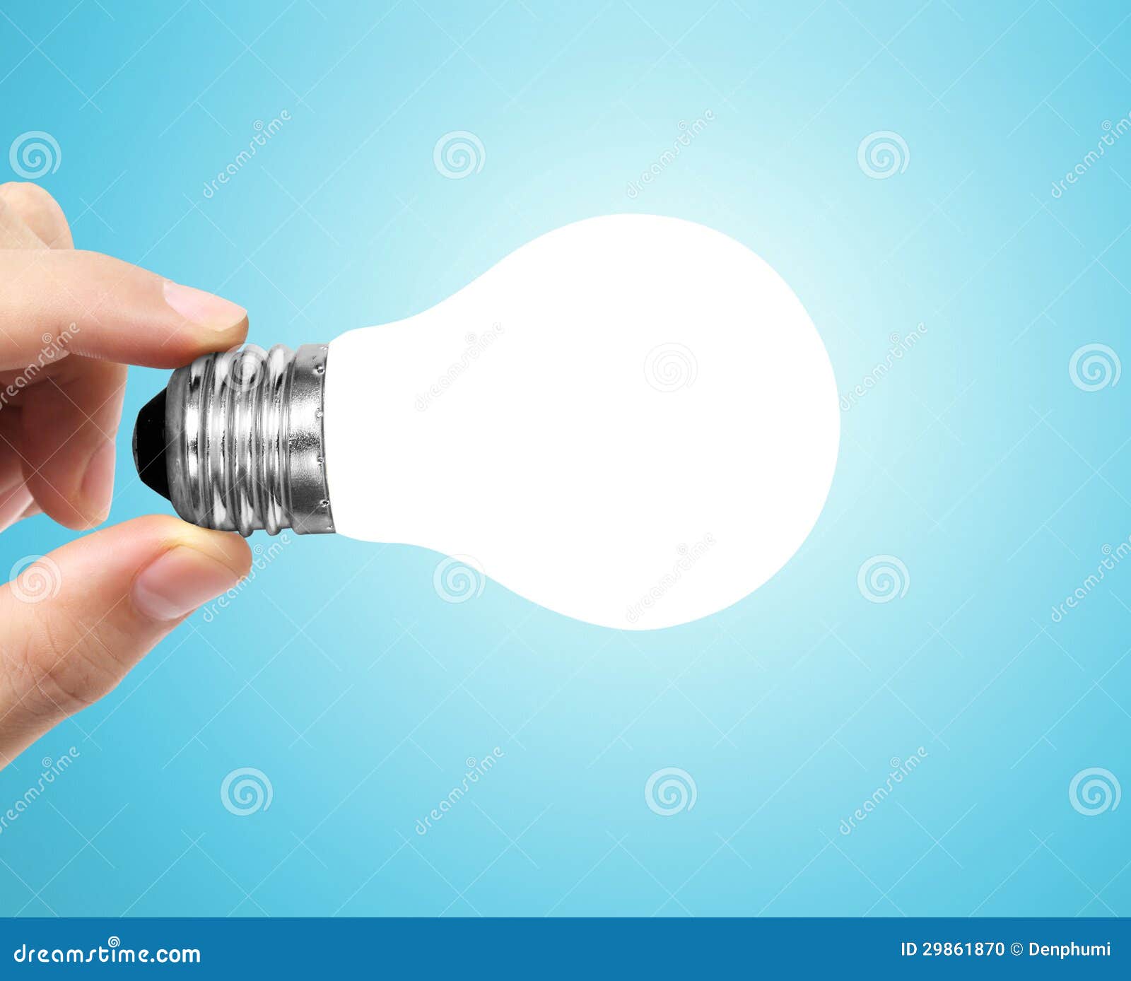 Light bulb on a hand stock illustration. Illustration of nature - 29861870