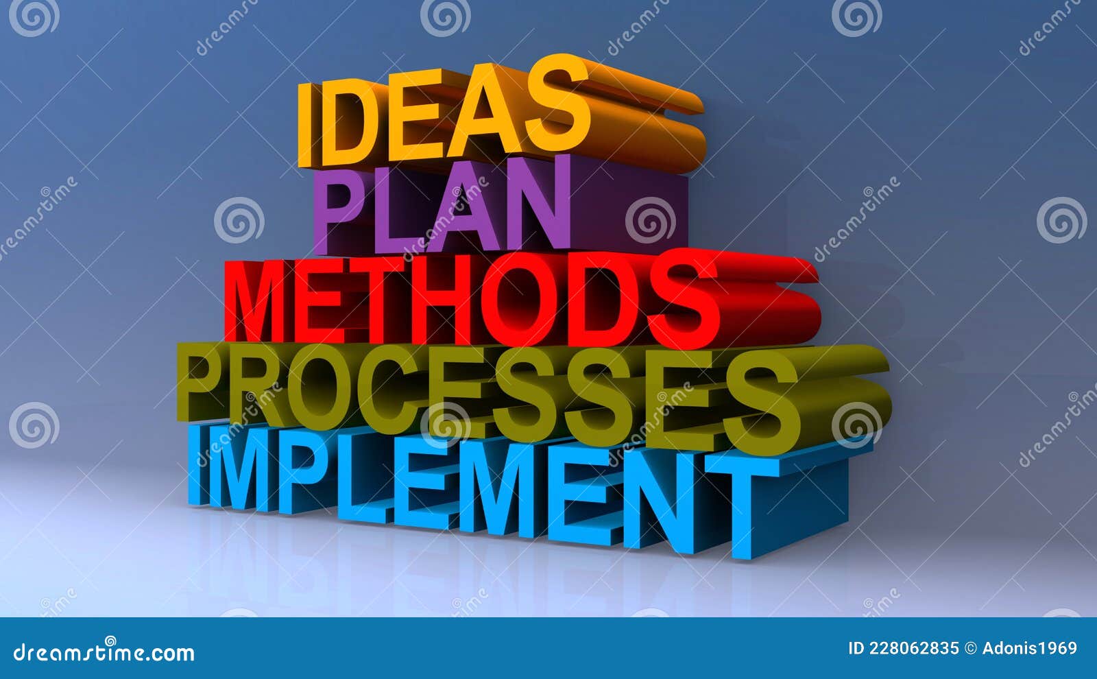 Ideas Plan Methods Processes Implement on Blue Stock Illustration ...