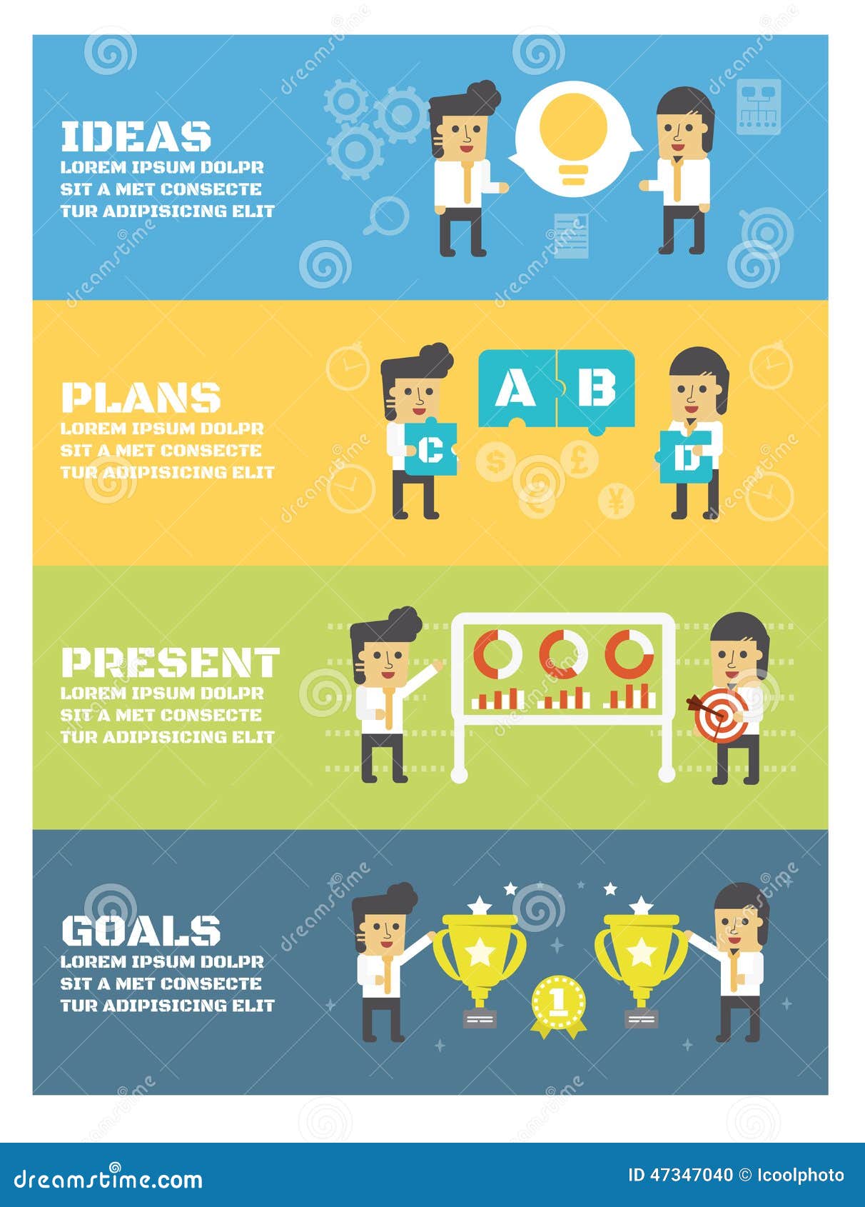 IDEAS PLANS PRESENT GOALS stock vector. Illustration of present - 47347040