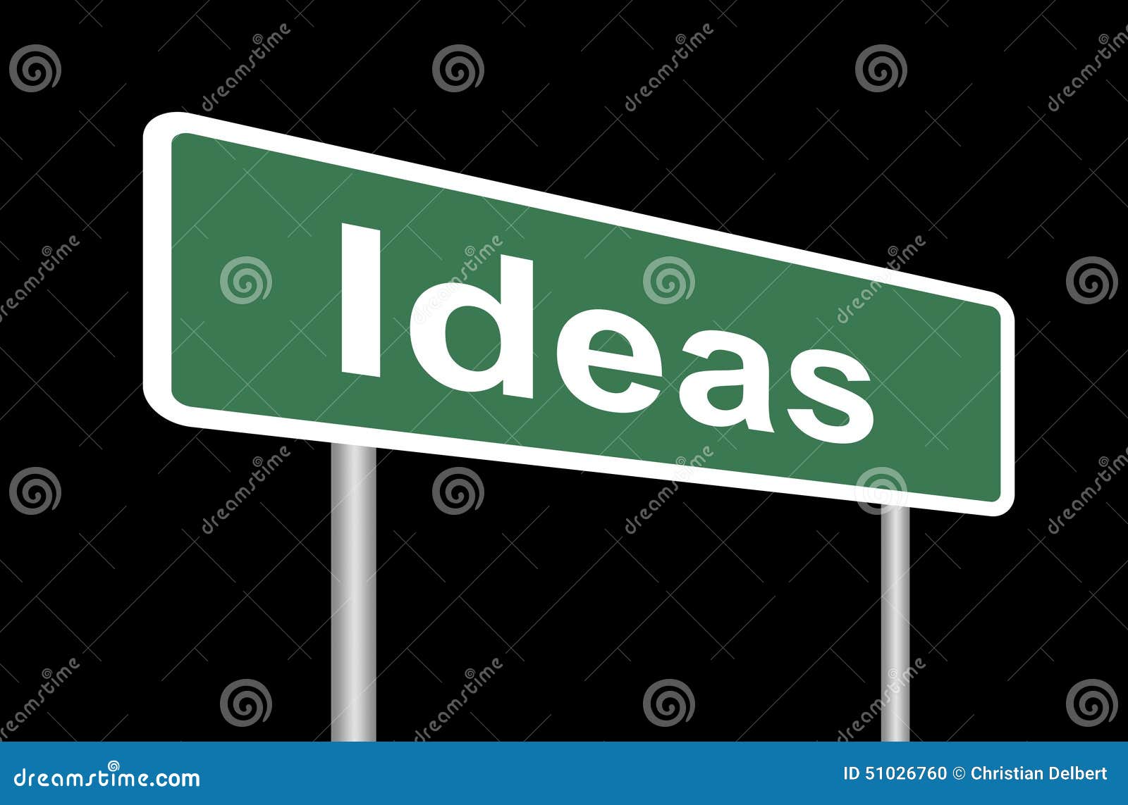 Ideas road sign on black stock illustration. Illustration of ...