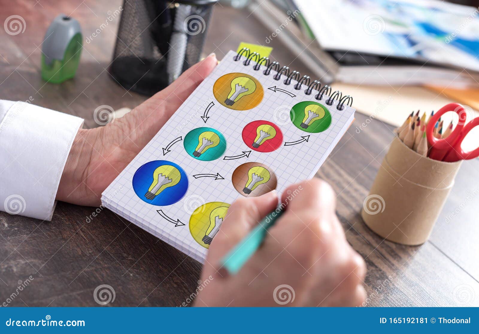 Ideas Sharing Concept on a Notepad Stock Image - Image of background ...