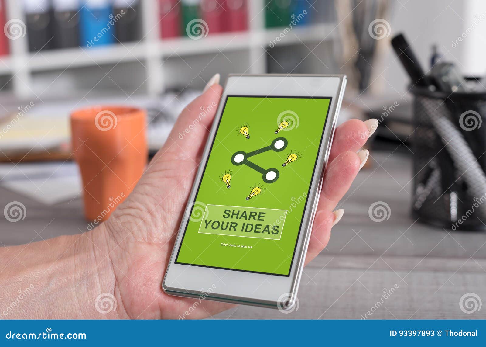 Ideas Sharing Concept on a Smartphone Stock Image - Image of ...