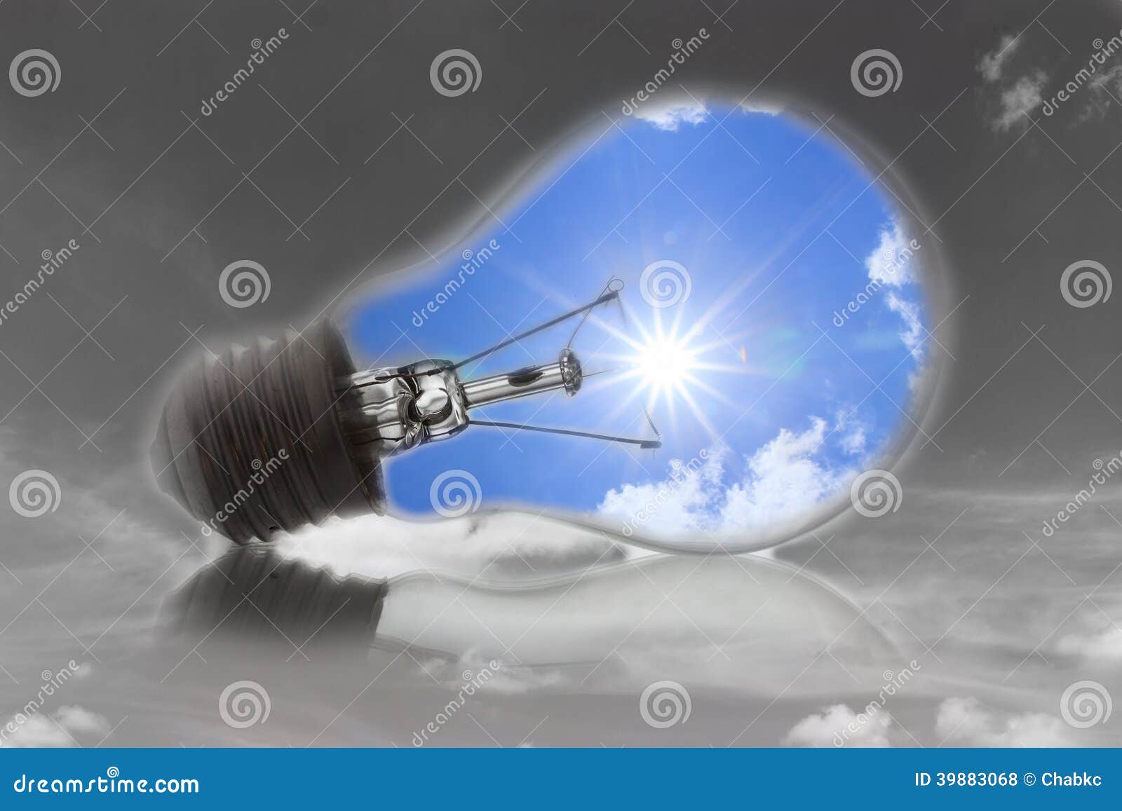 Ideas, the Sun, a Light Bulb. Stock Photo - Image of background ...