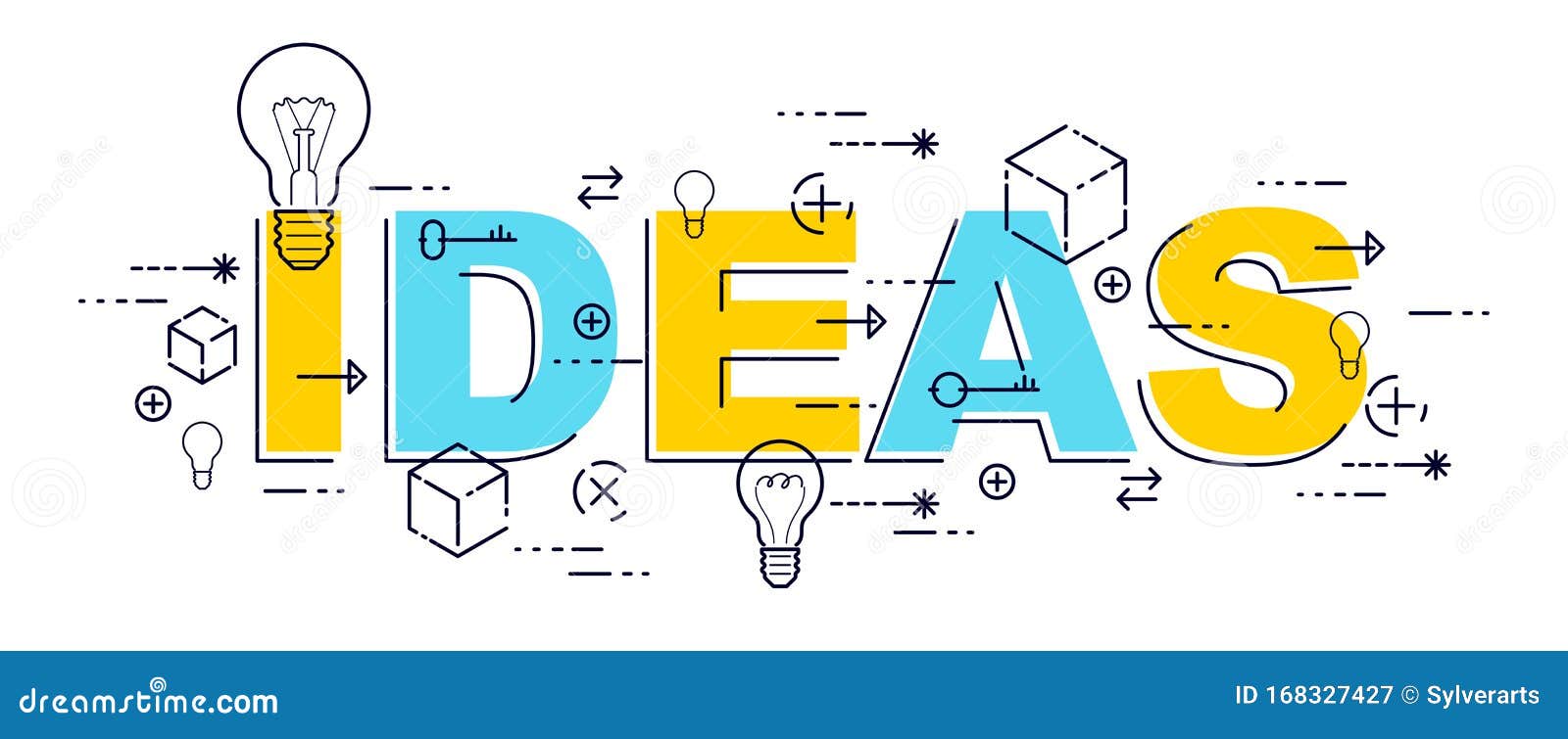 Ideas Word with Light Bulbs, Creative Ideas Concept. Stock Vector ...
