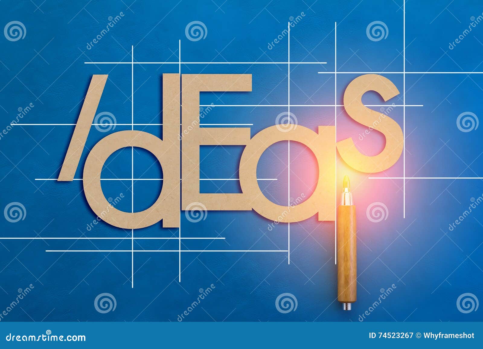 Ideas Word Paper Cut Style on Blue Leather Background Stock Image ...