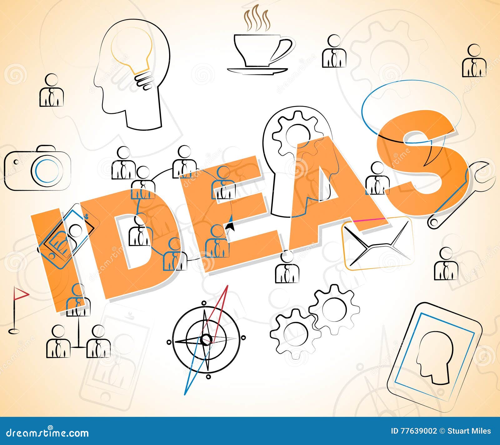 Ideas Word Shows Thinking Creativity and Deciding Stock Illustration ...