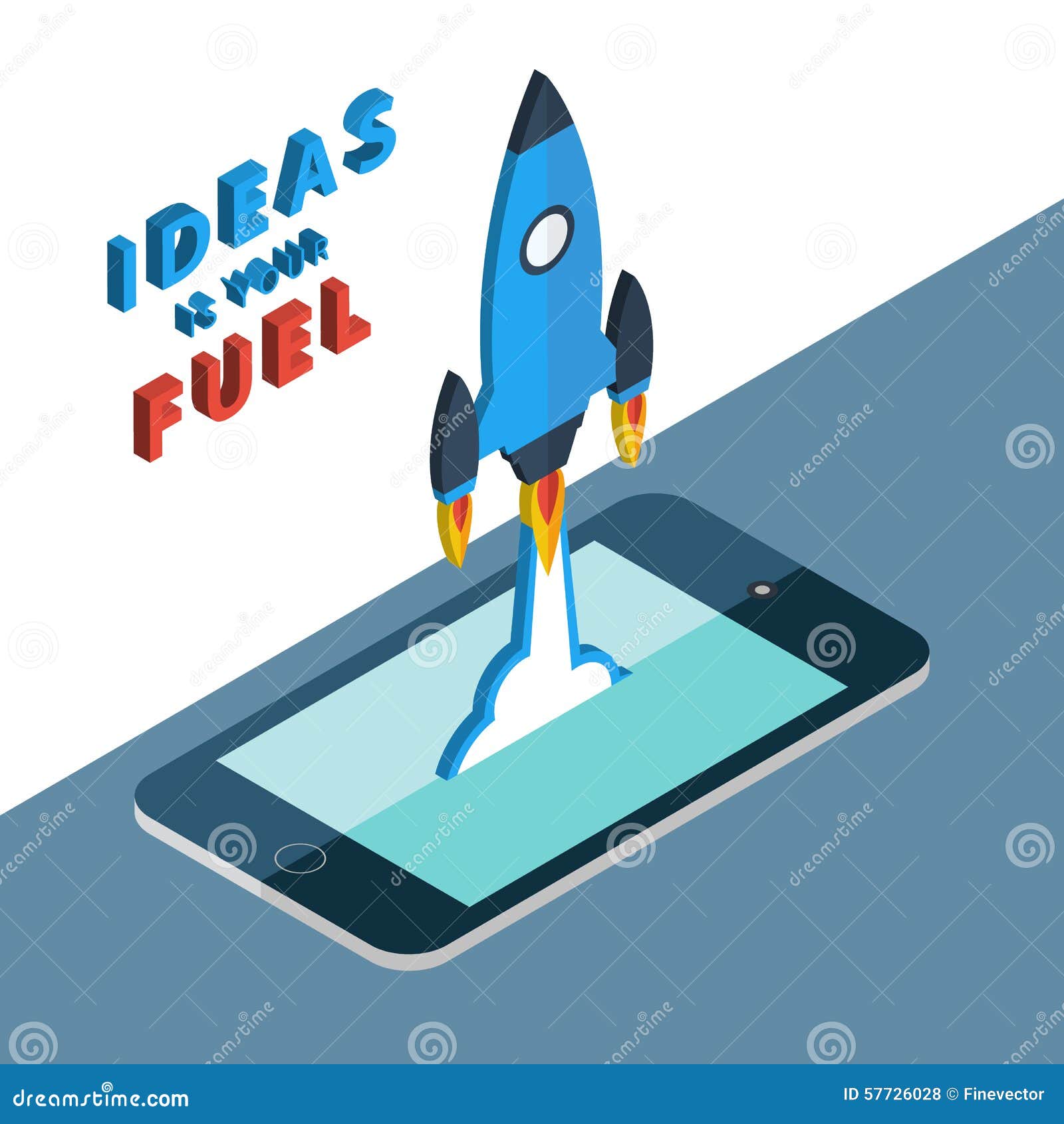 Ideas is Your Fuel. Isometric Vector Illustration Concept for ...