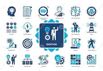 Ideation solid icon set stock illustration. Illustration of analysis ...
