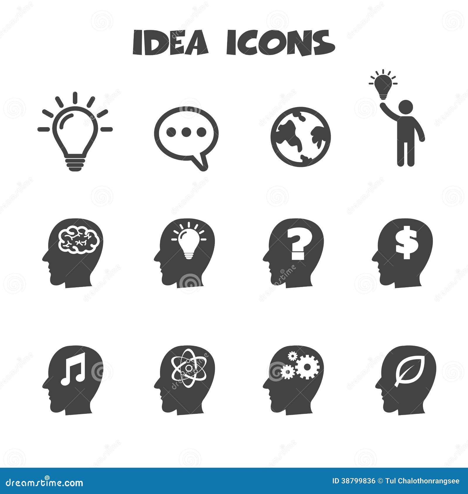 Ideepictogrammen vector illustratie. Illustration of hoofd - 38799836