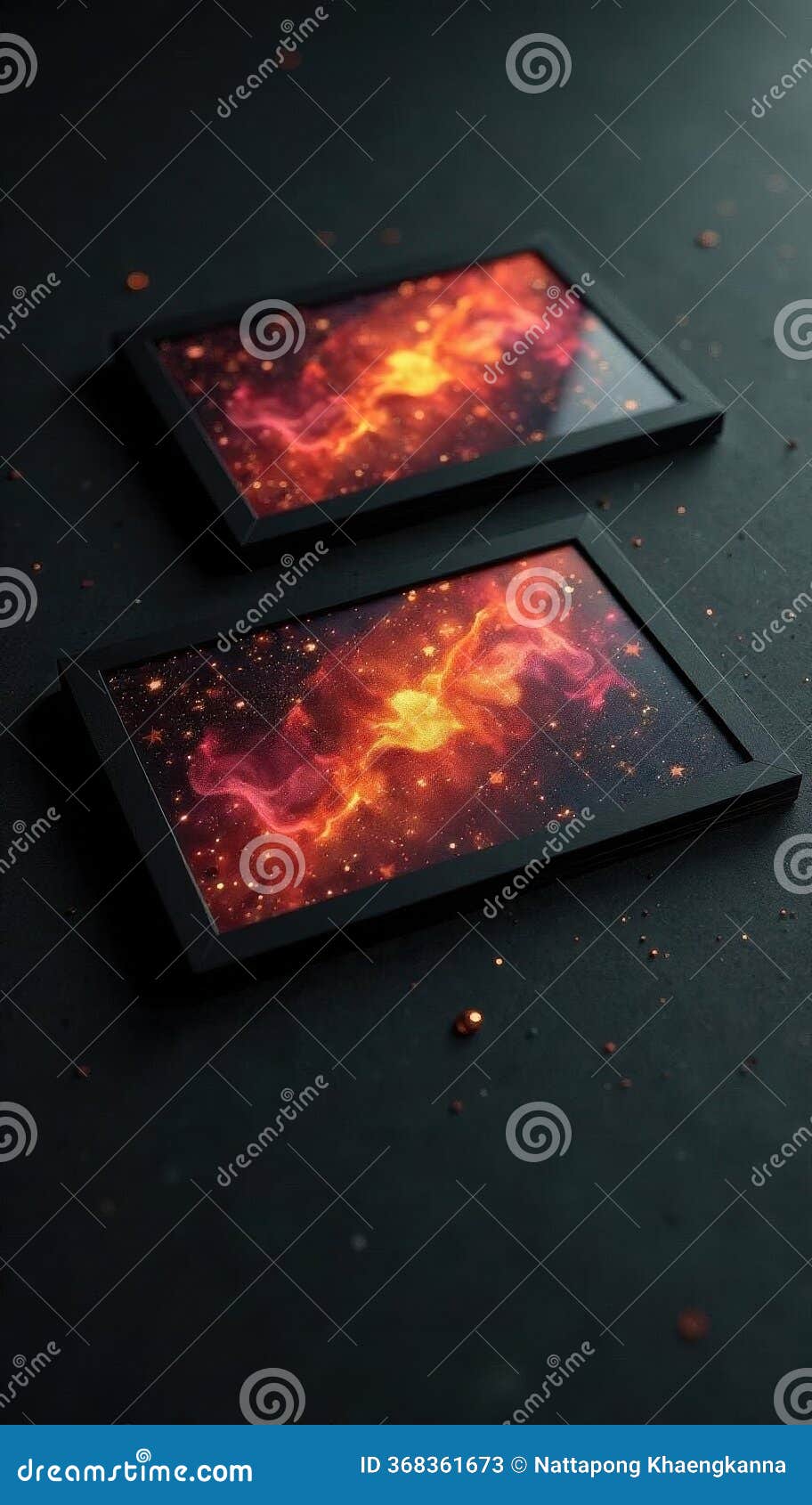 Identical Black Frames, Slightly Offset, On A Uniformly Black Surface ...