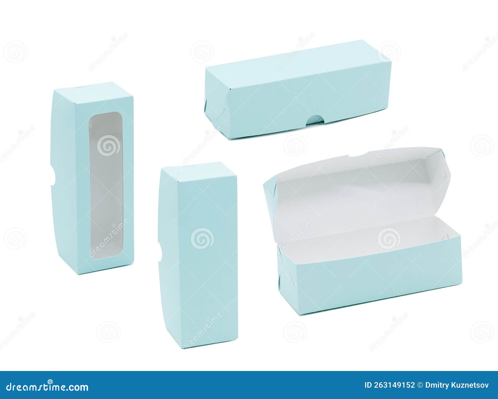 Identical Blue Windowed Boxes Shot from Different Angles in Composition ...