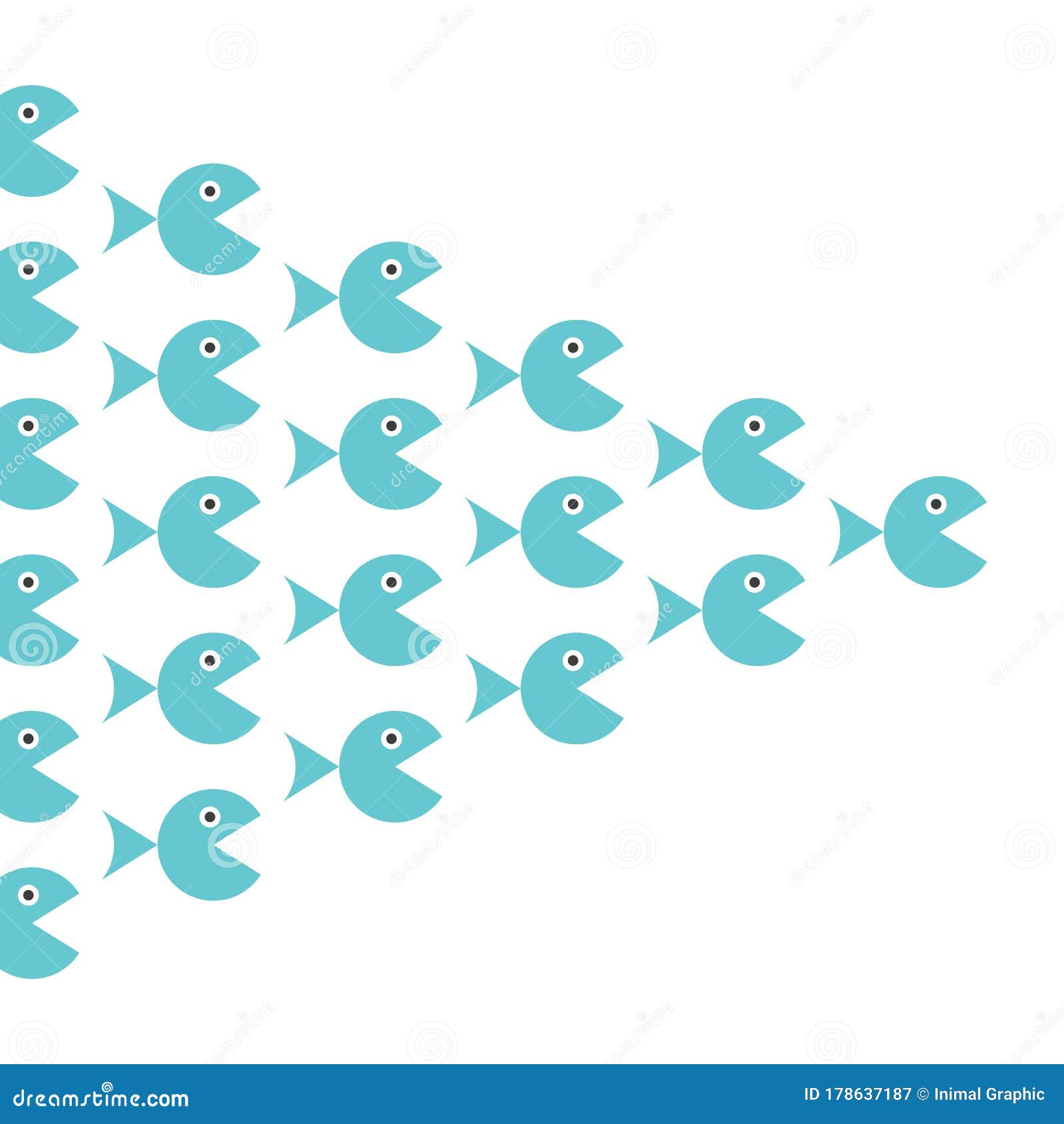 Identical Fish Shoal, Teamwork Stock Vector - Illustration of plenty ...