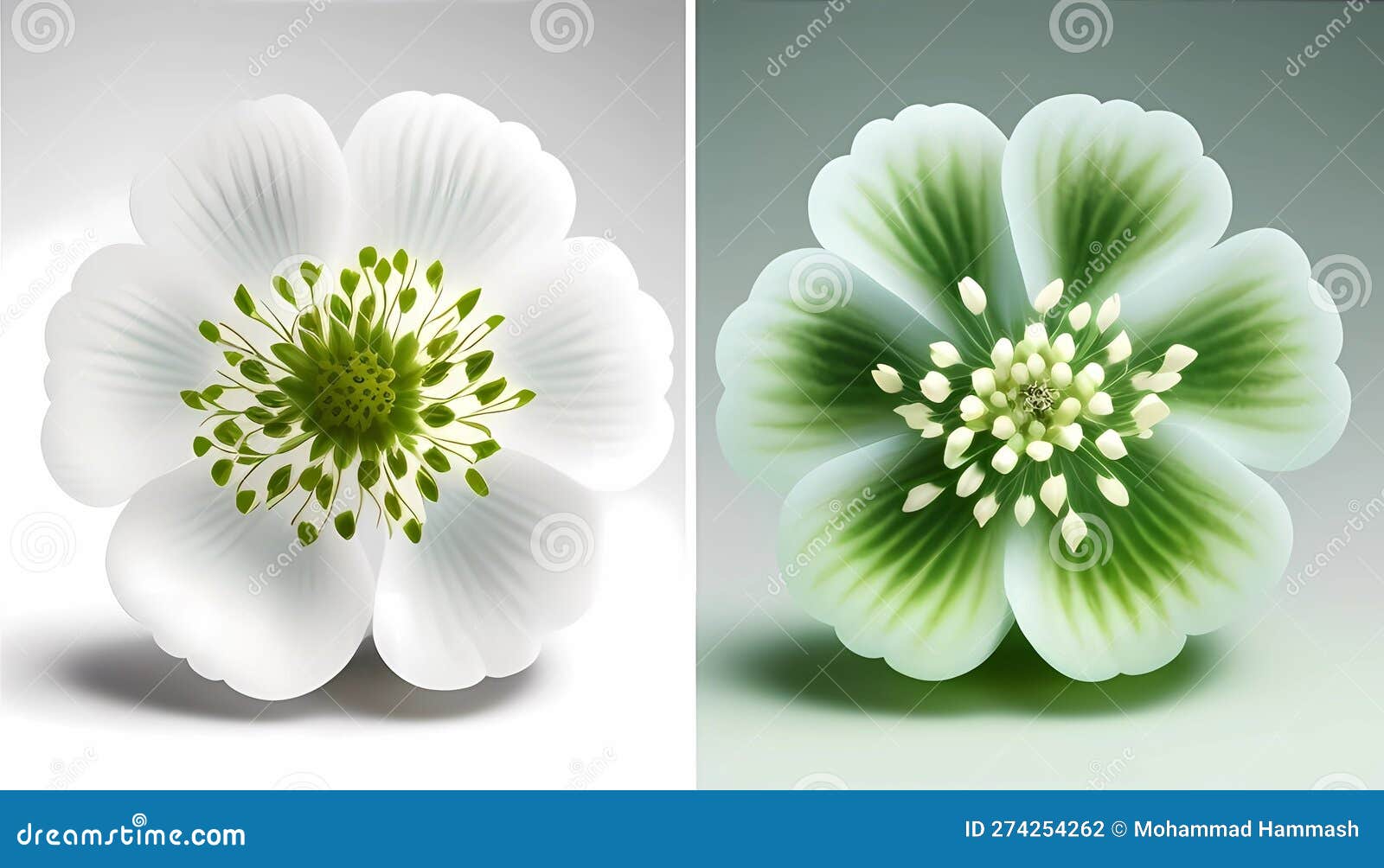 Identical Flowers on White Background, Made with Generative AI Stock ...
