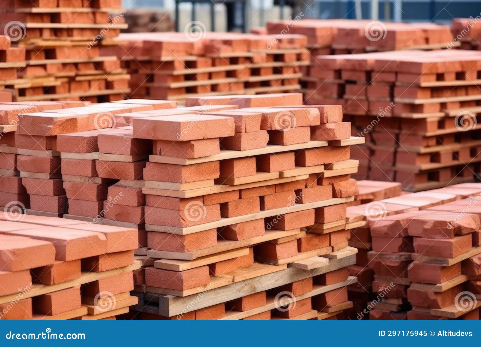 The Bricks Are Stacked On Wooden Pallets And Prepared For Sale. Clay ...