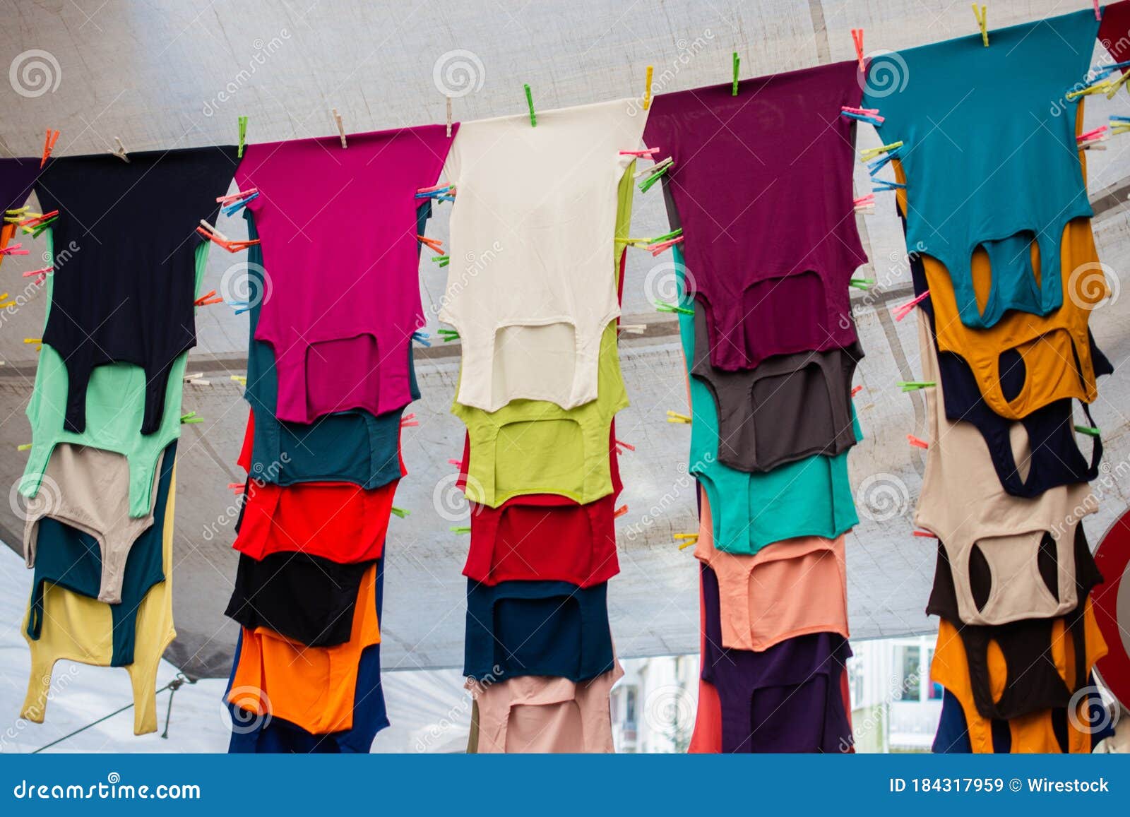 Identical Shirts Different Colors Hanging in the Market Stock Image ...