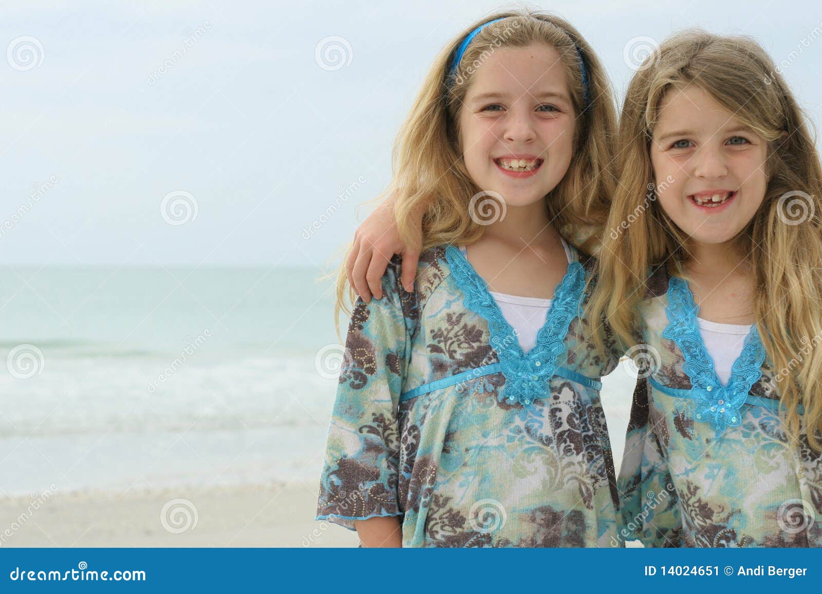 Identical Twin Children on the Beach Stock Image - Image of children ...