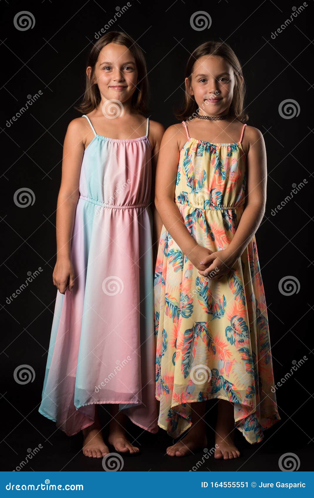 Identical Twin Girls Sisters Are Posing For The Camera Stock Image Image Of Nose Beautiful