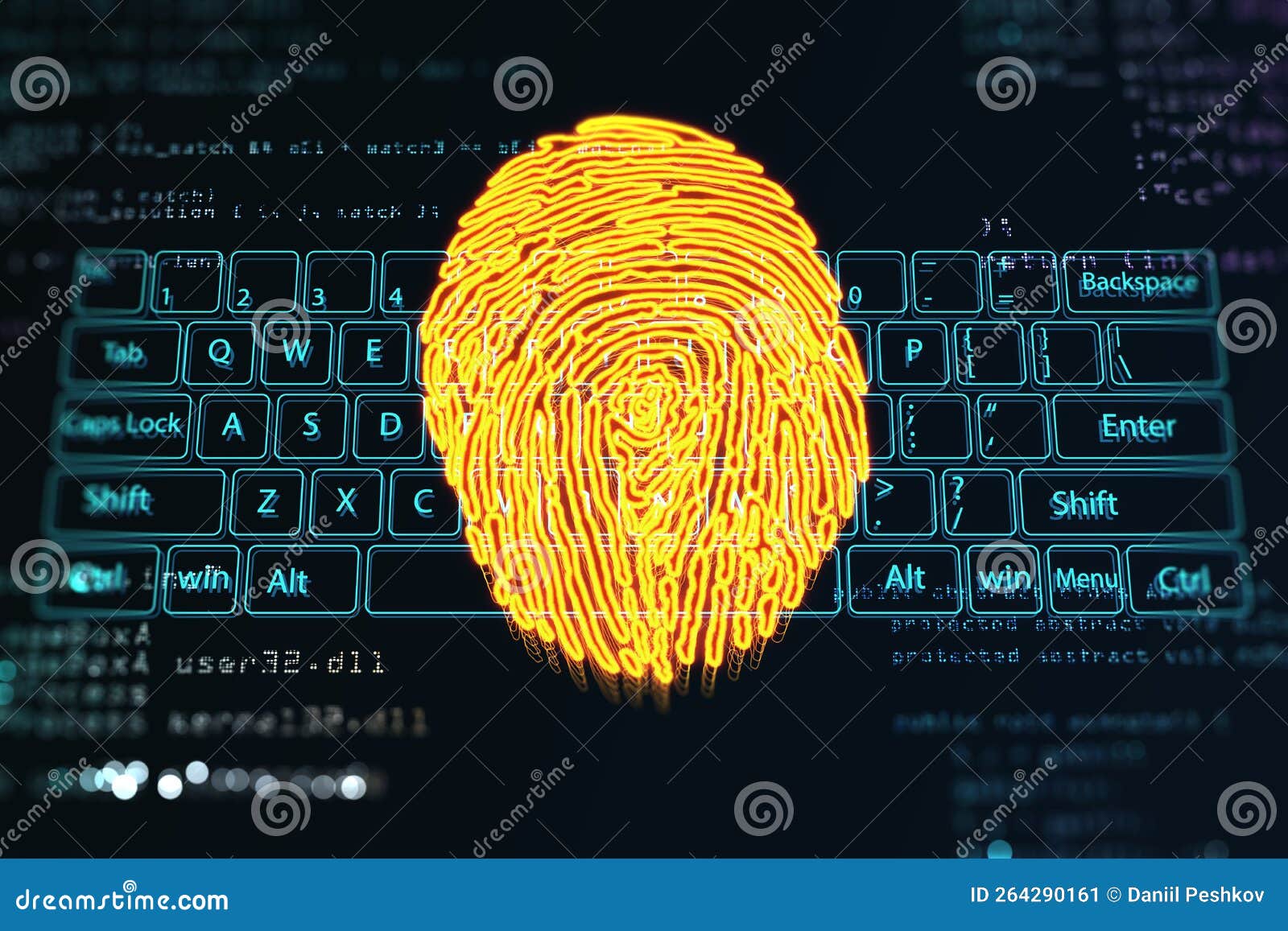 Identification and Authentication Concept with Digital Yellow Human ...