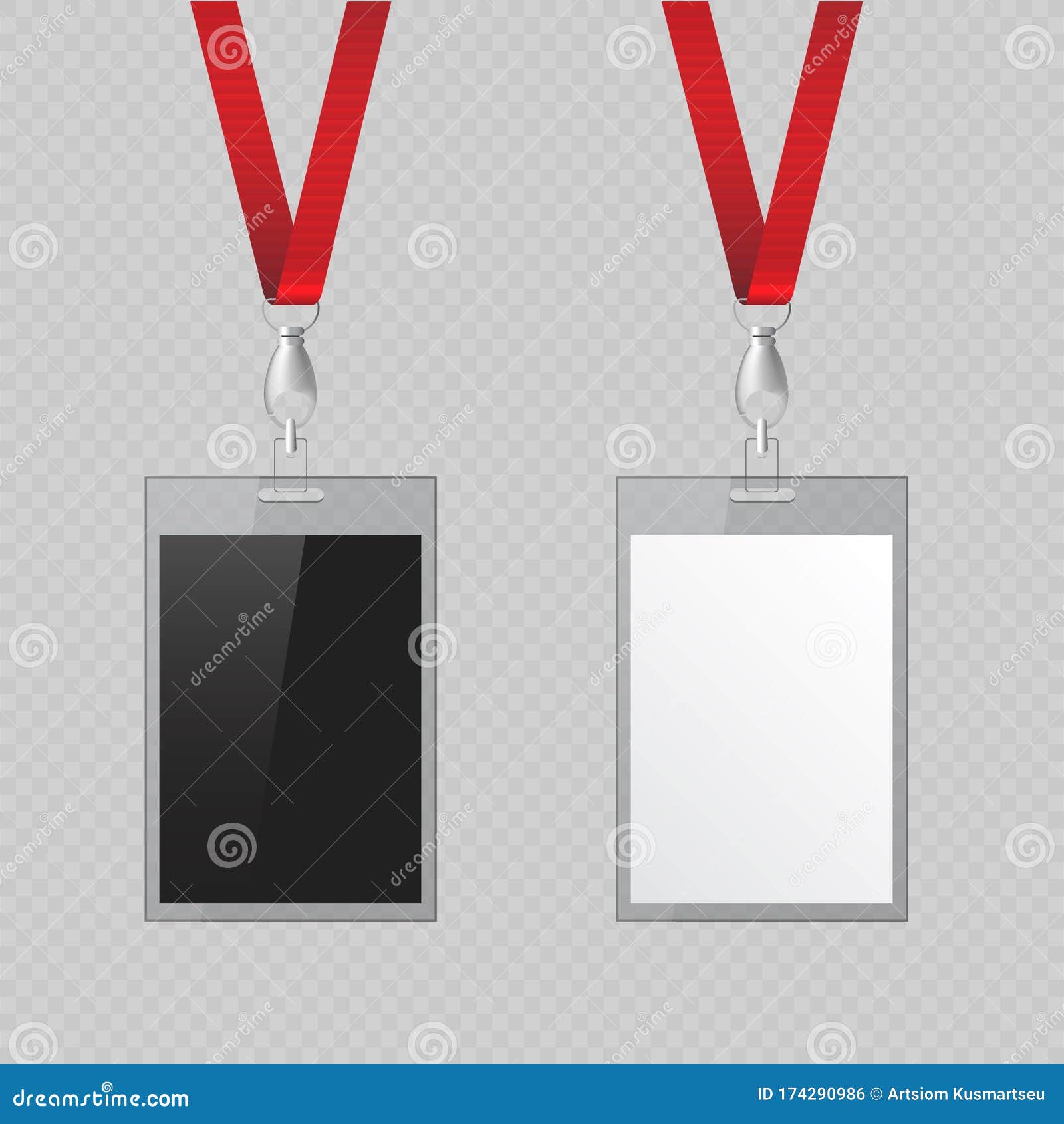 Identification Badge. Id Card Vector Set on Grey Background Stock ...