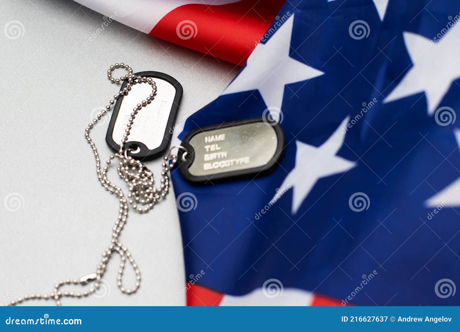 Identification Badges on a Chain, Army Badge. Stock Image - Image of ...