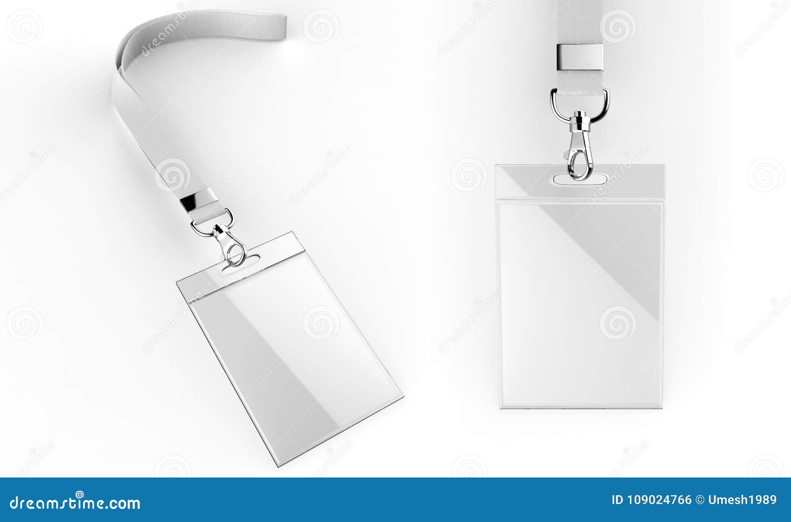 Identification Blank Empty Plastic Id Cards Set With Clasp And Lanyards ...