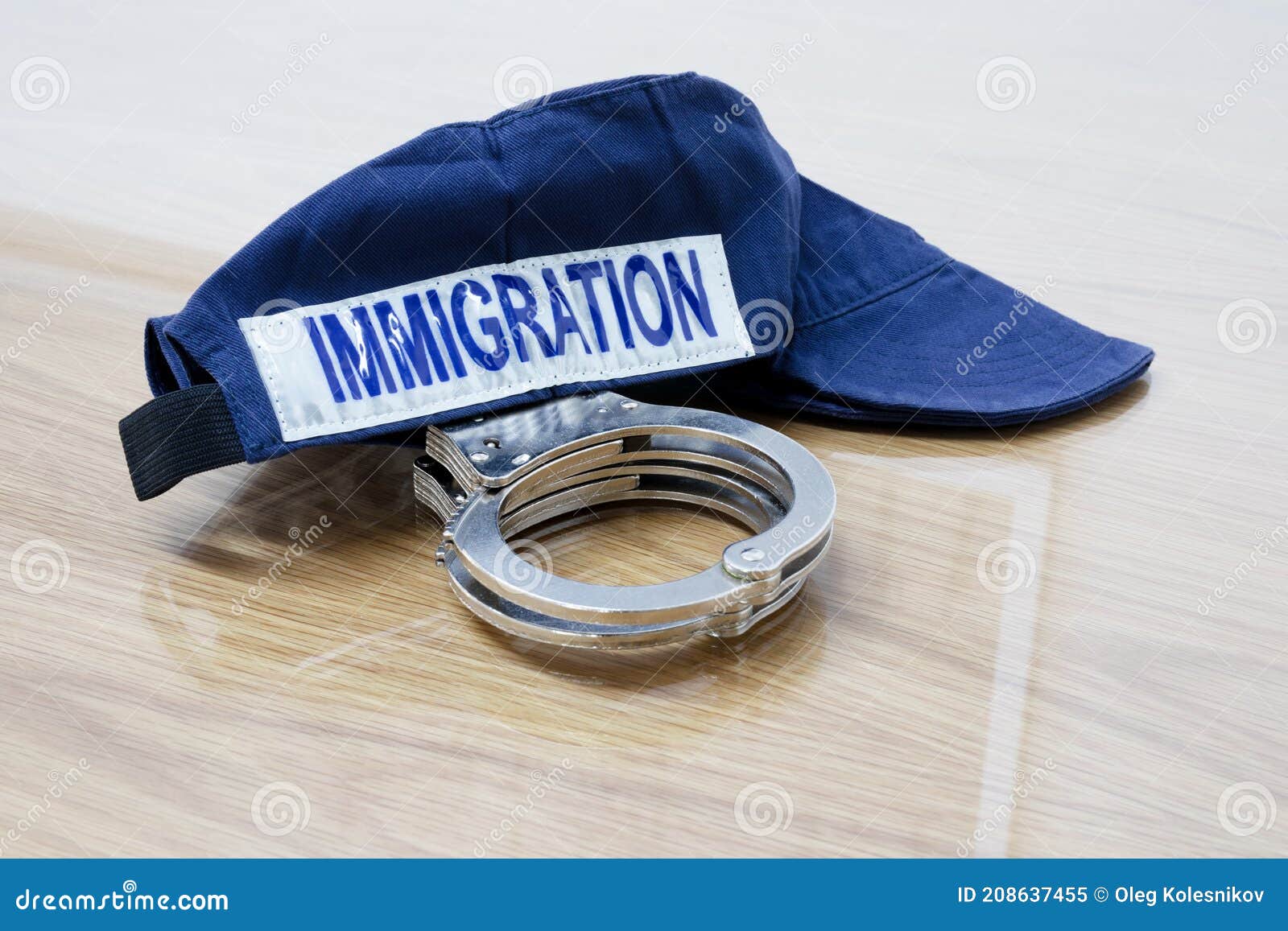 Identification Cap and Handcuffs of Immigration Service Stock Image ...