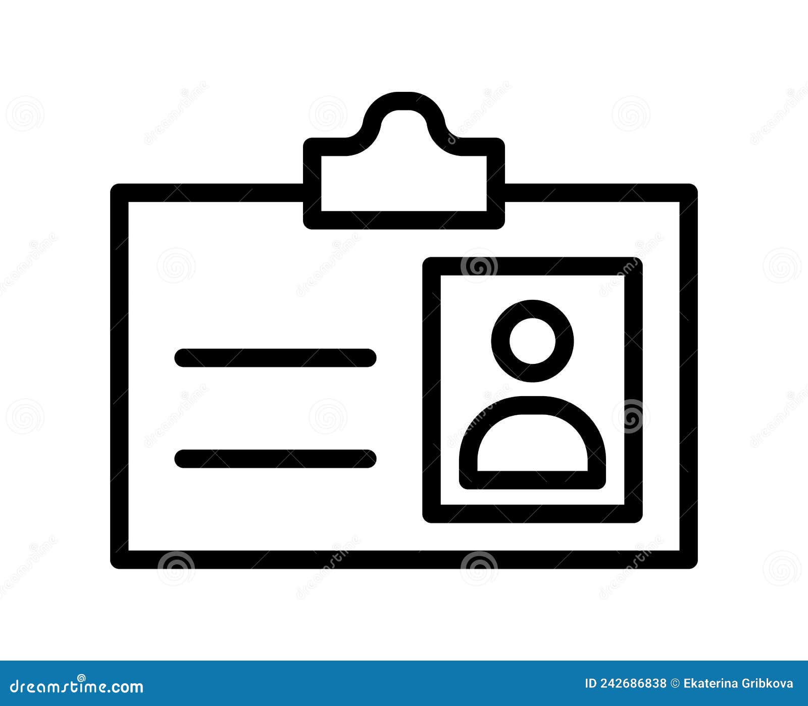 Identification Card Flat Line Icon. Document Control, Identity Card ...