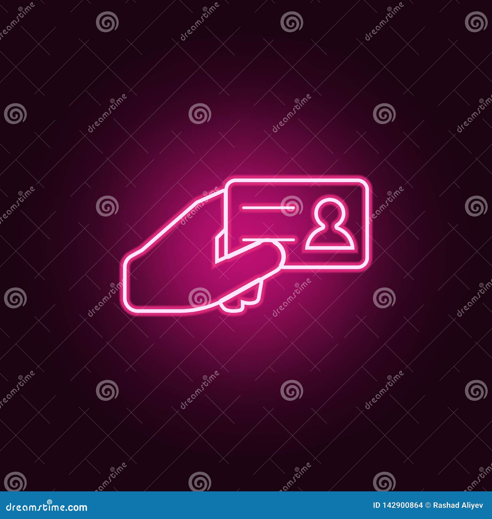 Identification Card in Hands Icon. Elements of Cyber Security in Neon ...