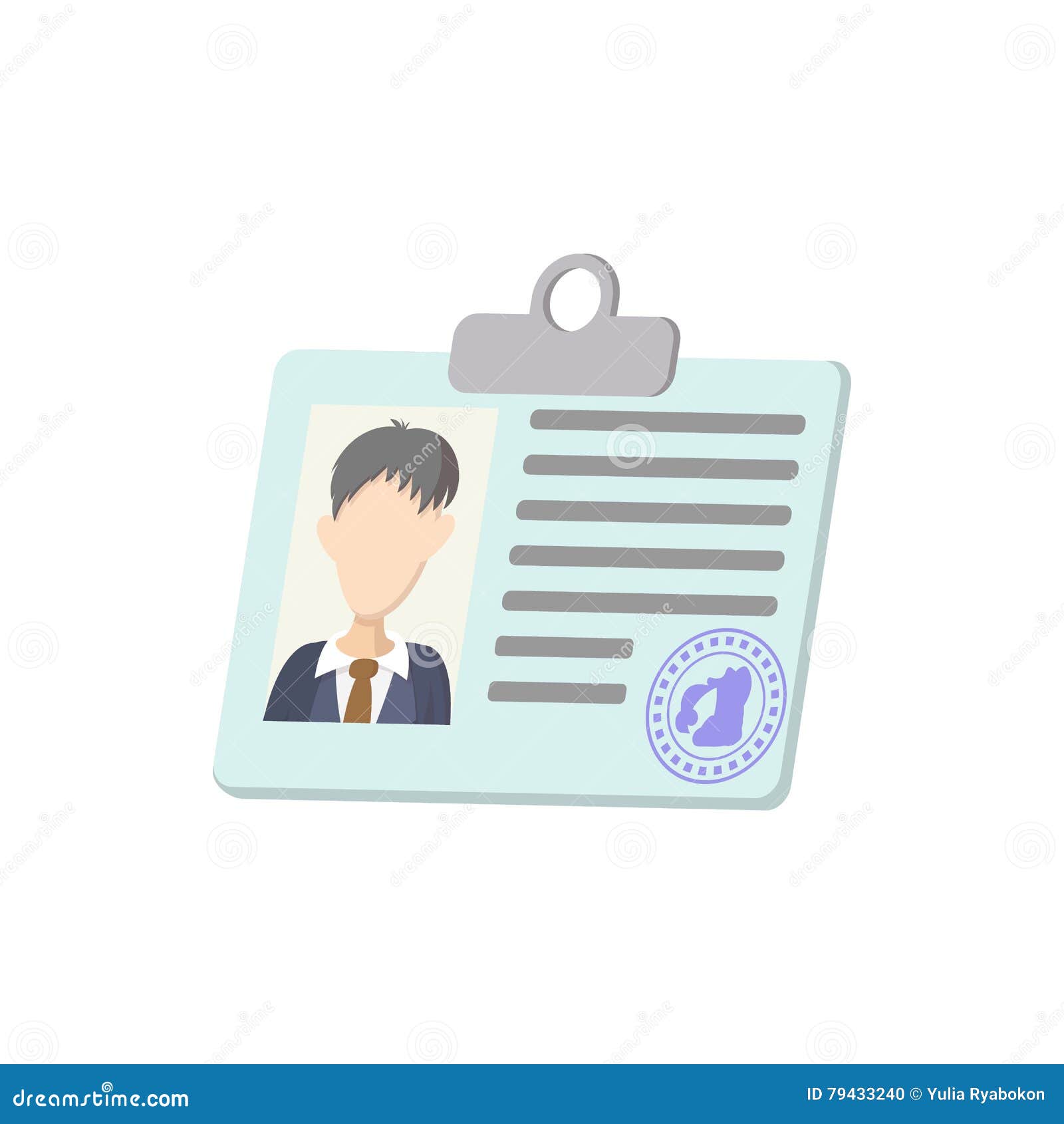 Identification Card Icon, Cartoon Style Stock Vector - Illustration of ...