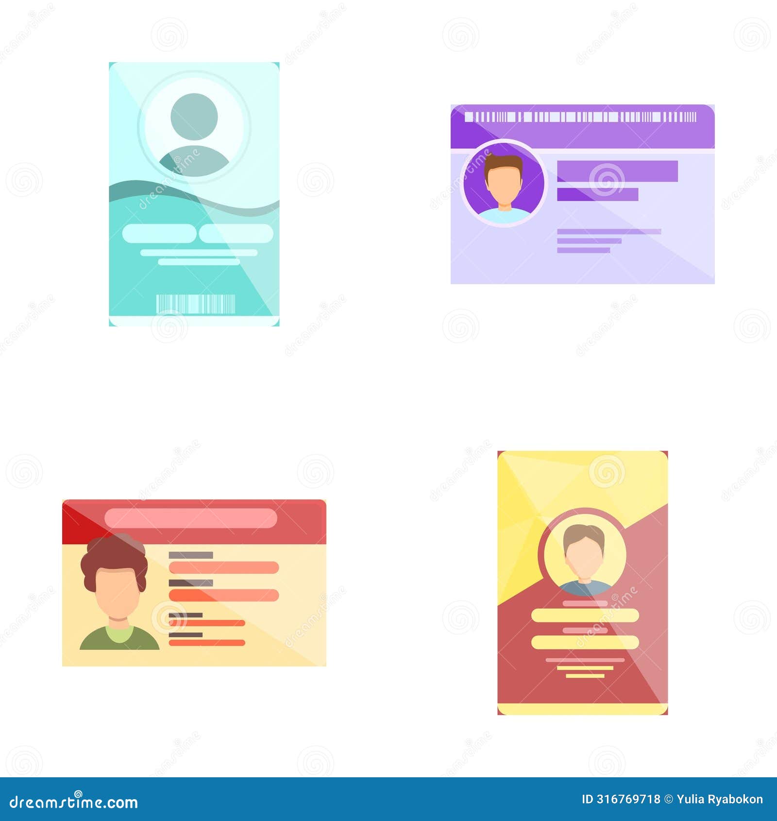 Identification Card Icons Set Cartoon Vector. Driver License and ...
