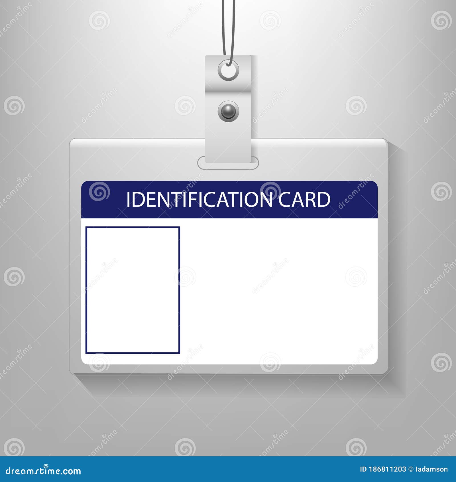 Identification Card Isolated Grey Background Stock Vector ...