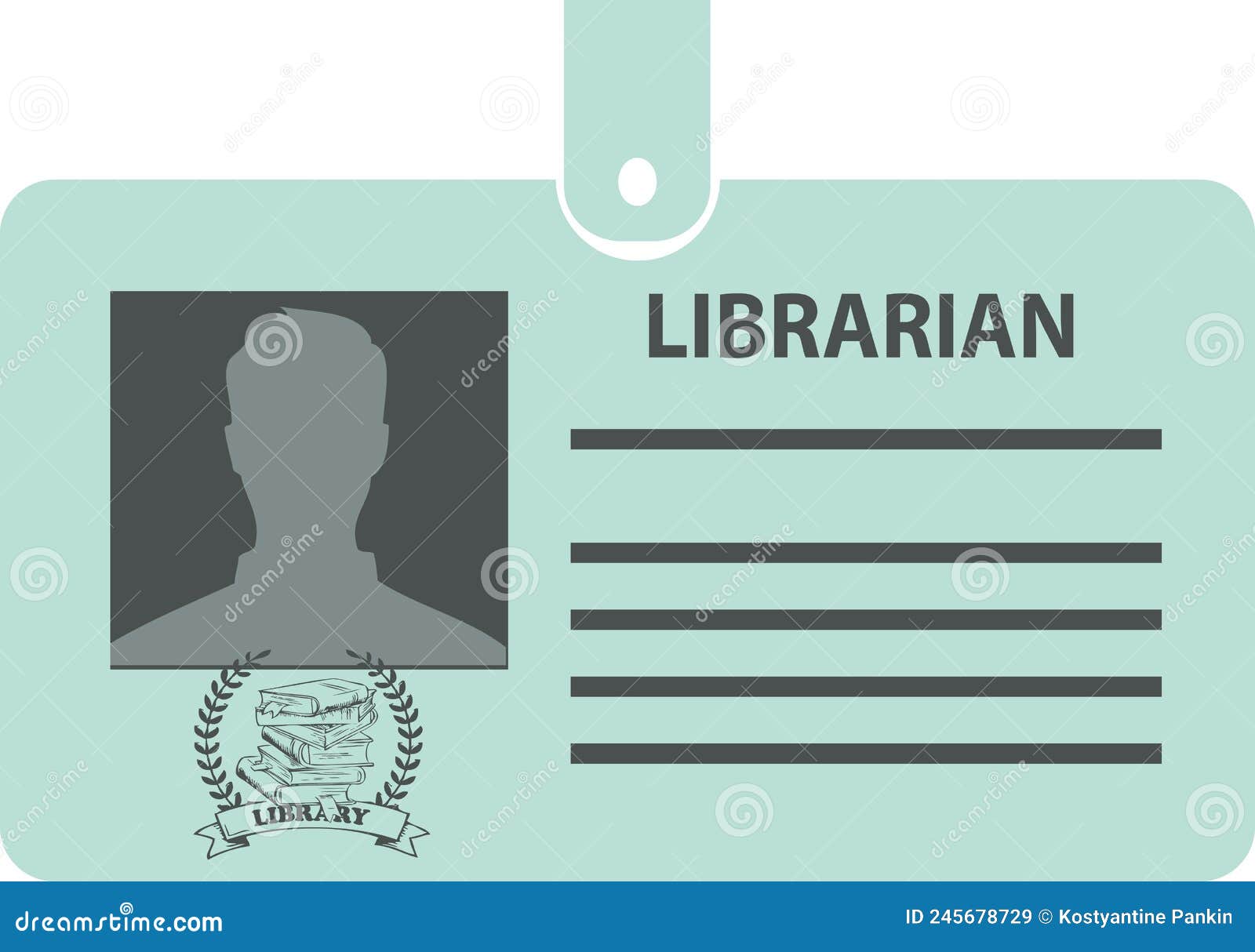 ID card Librarian stock vector. Illustration of specialist - 245678729