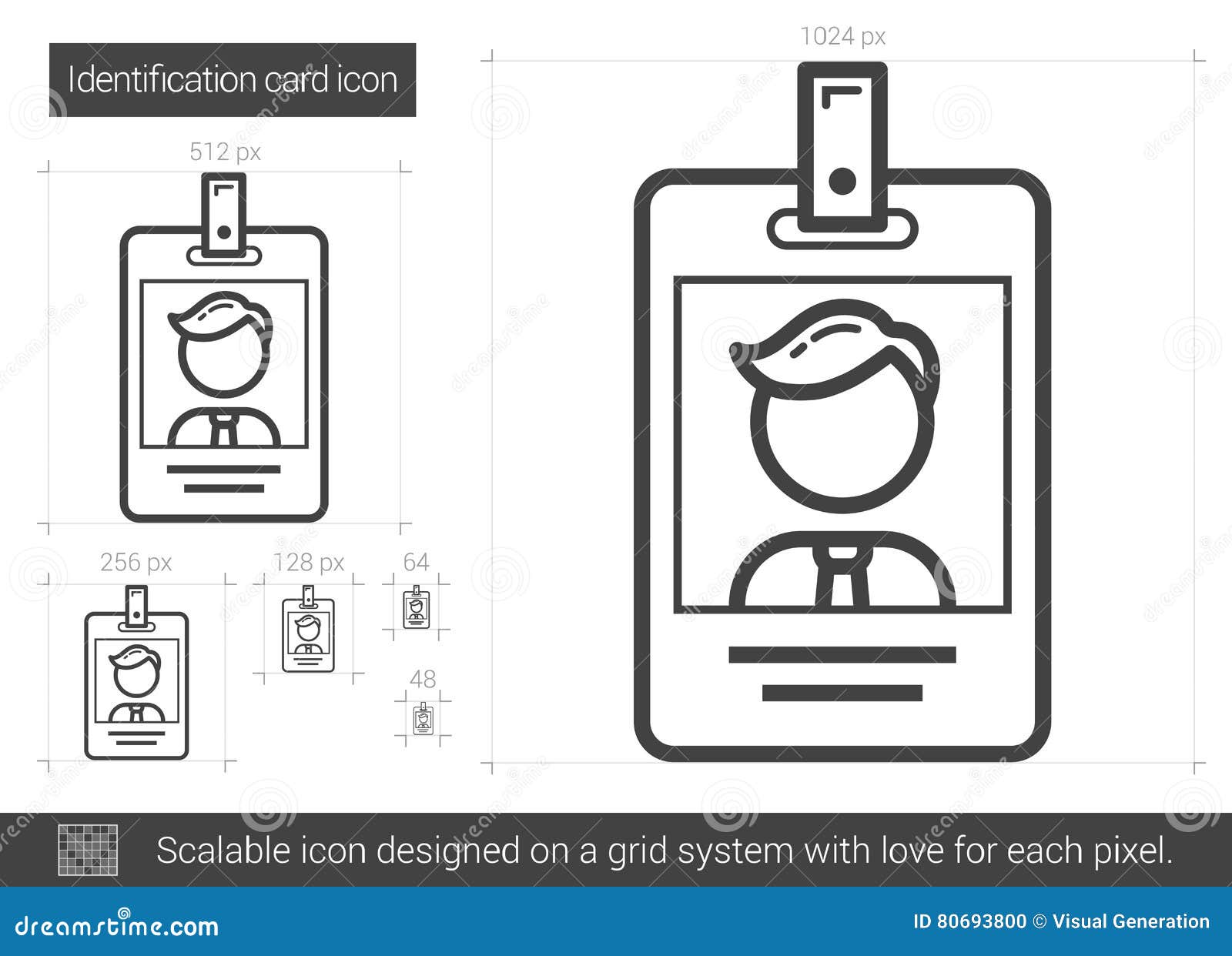 Identification Card Line Icon. Stock Vector - Illustration of ...