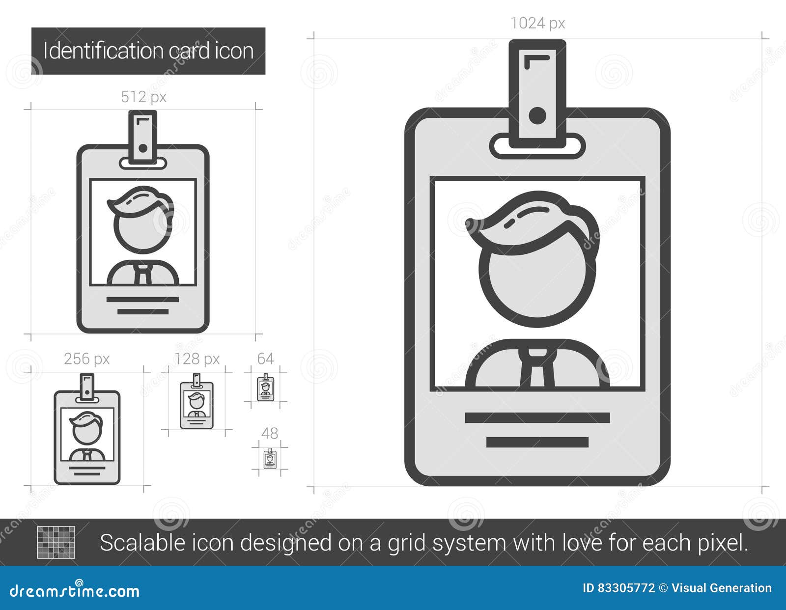 Identification Card Line Icon. Stock Vector - Illustration of draw ...