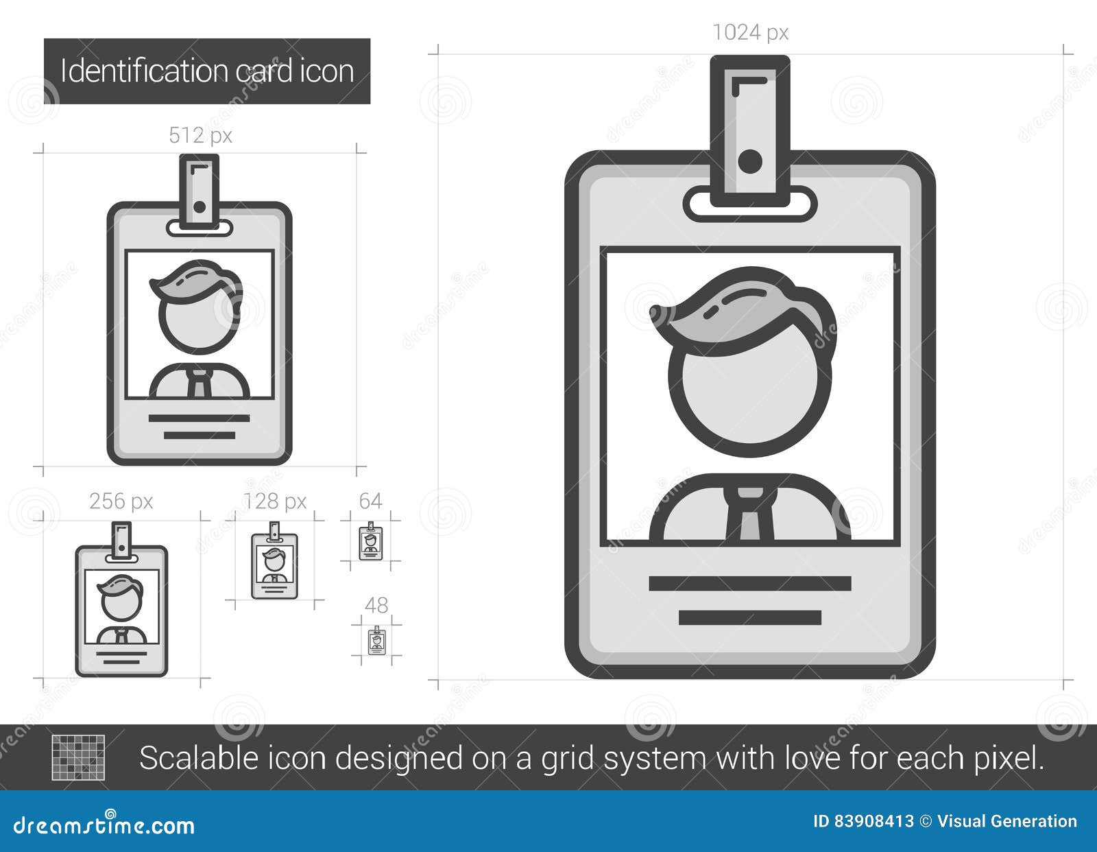 Identification Card Line Icon. Stock Vector - Illustration of name ...