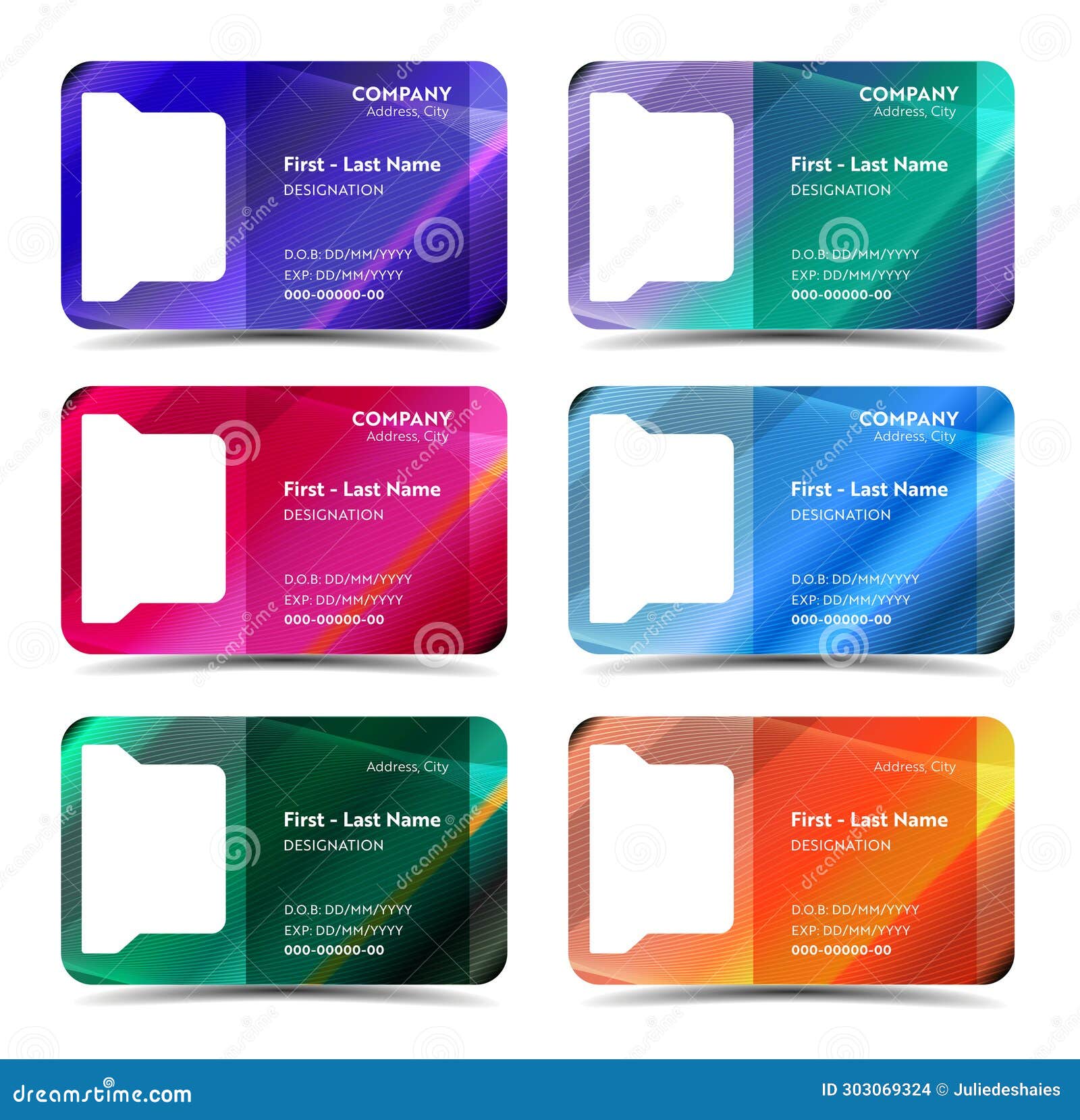 Identification Card Multicolored Template Set Vector Stock Vector ...